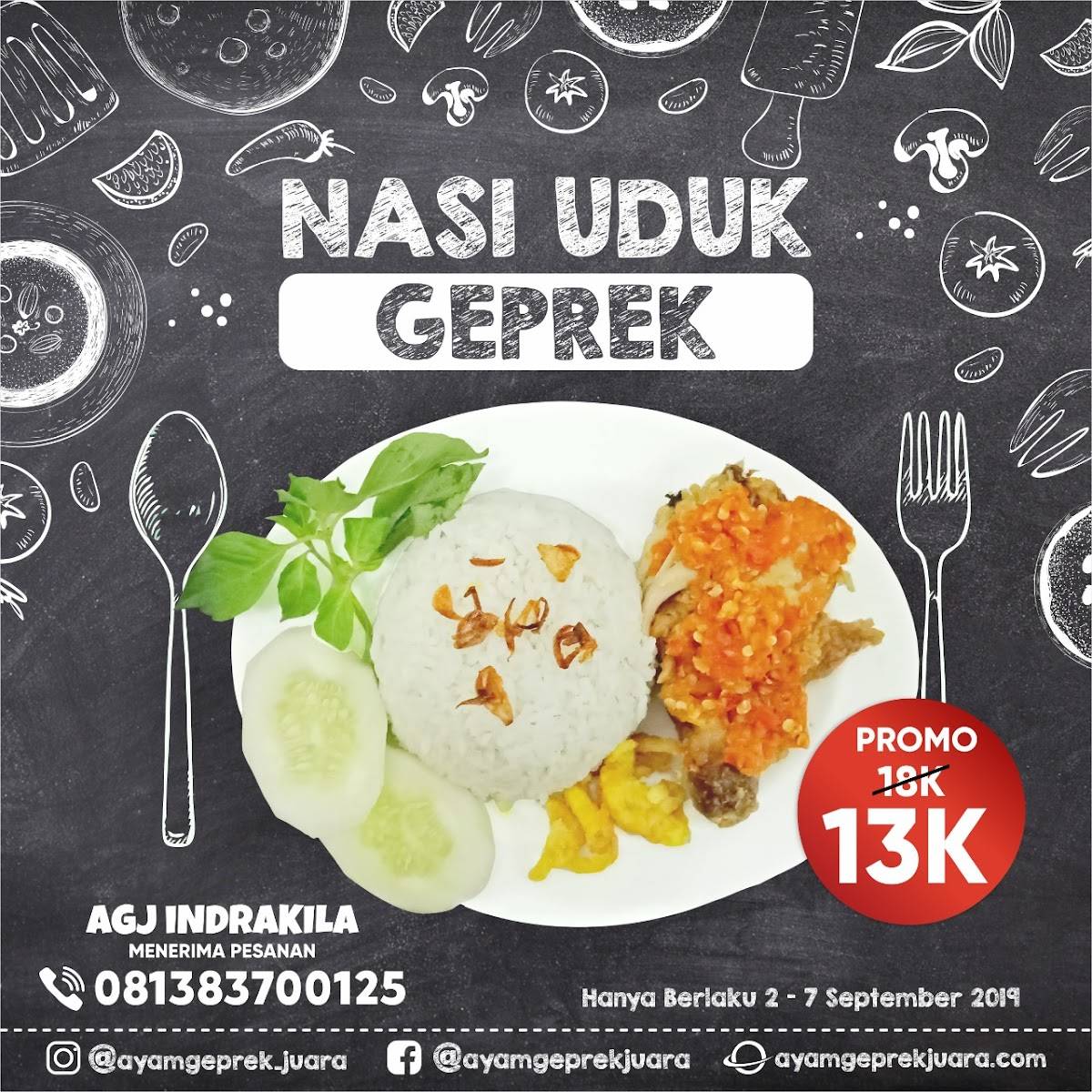 Menu at AYAM GEPREK JUARA MARTAPURA restaurant, Banjarbaru