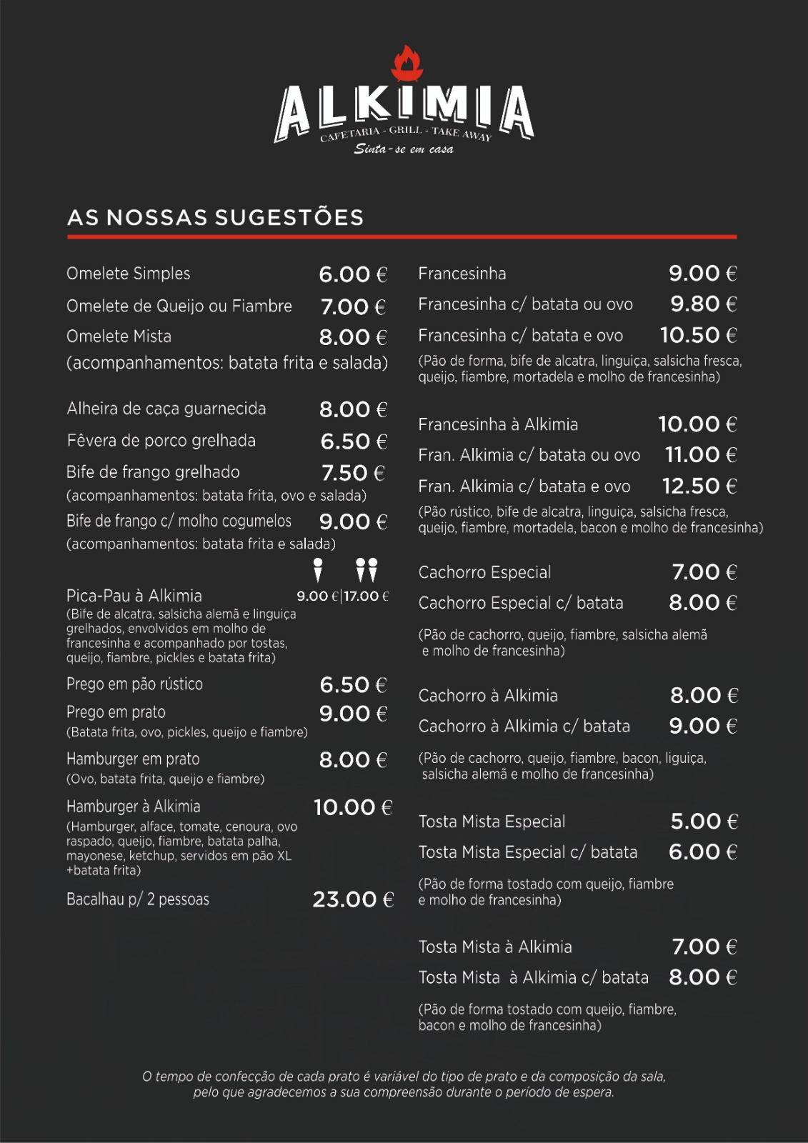 Menu em Alkimia Grill restaurante, Vila Nova de Gaia