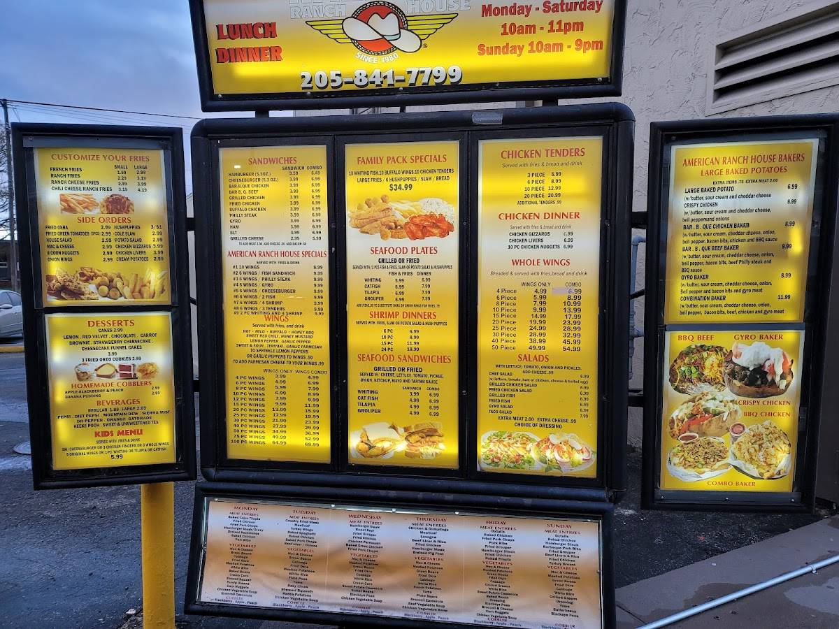 Menu at American Ranch House restaurant, Tarrant, Pinson Valley Pkwy