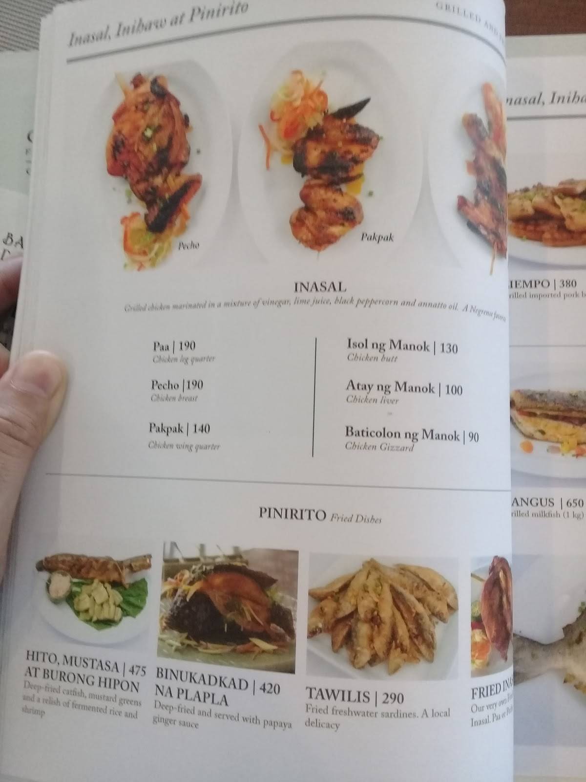 Menu at Balay Dako restaurant, Tagaytay, Tagaytay - Nasugbu Hwy