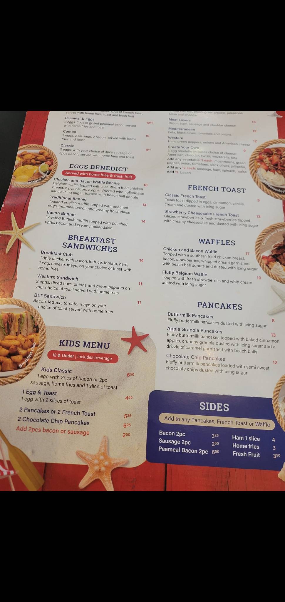 Menu at Beach House Grill restaurant, Kingsville