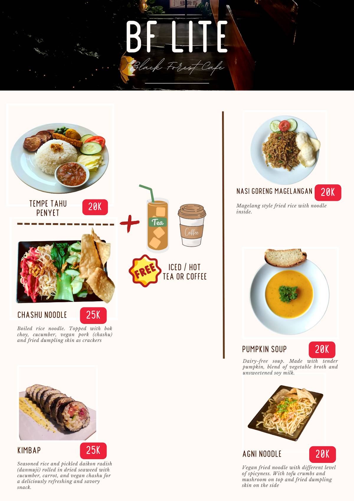 Menu at Black Forest Cafe, Yogyakarta