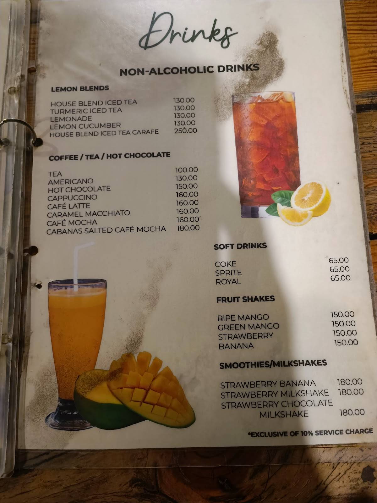 Menu at Cabanas Dine and Bar, Tagaytay