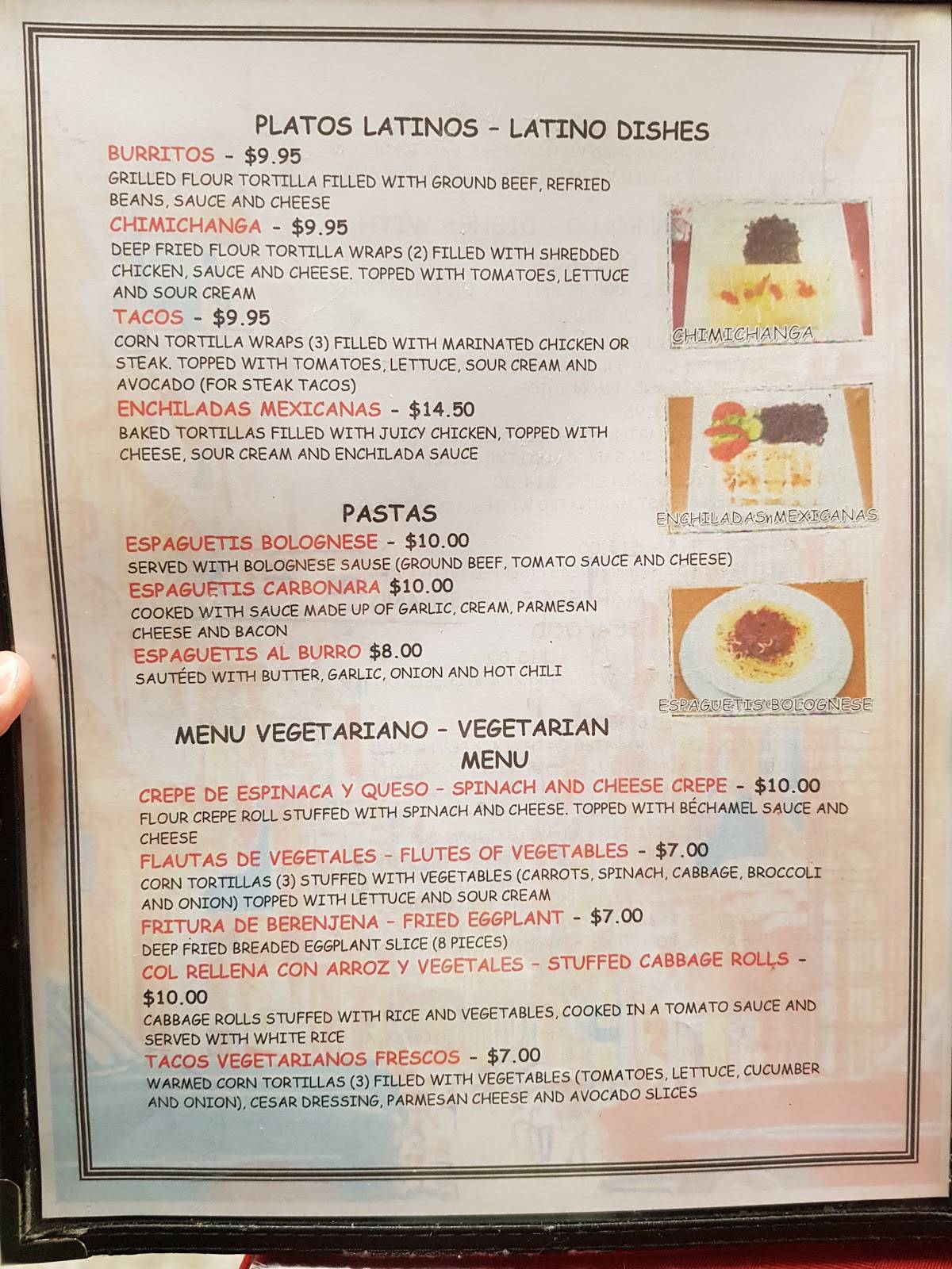 Menu at Casa Cubana Restaurant, London, 411 Hamilton Rd