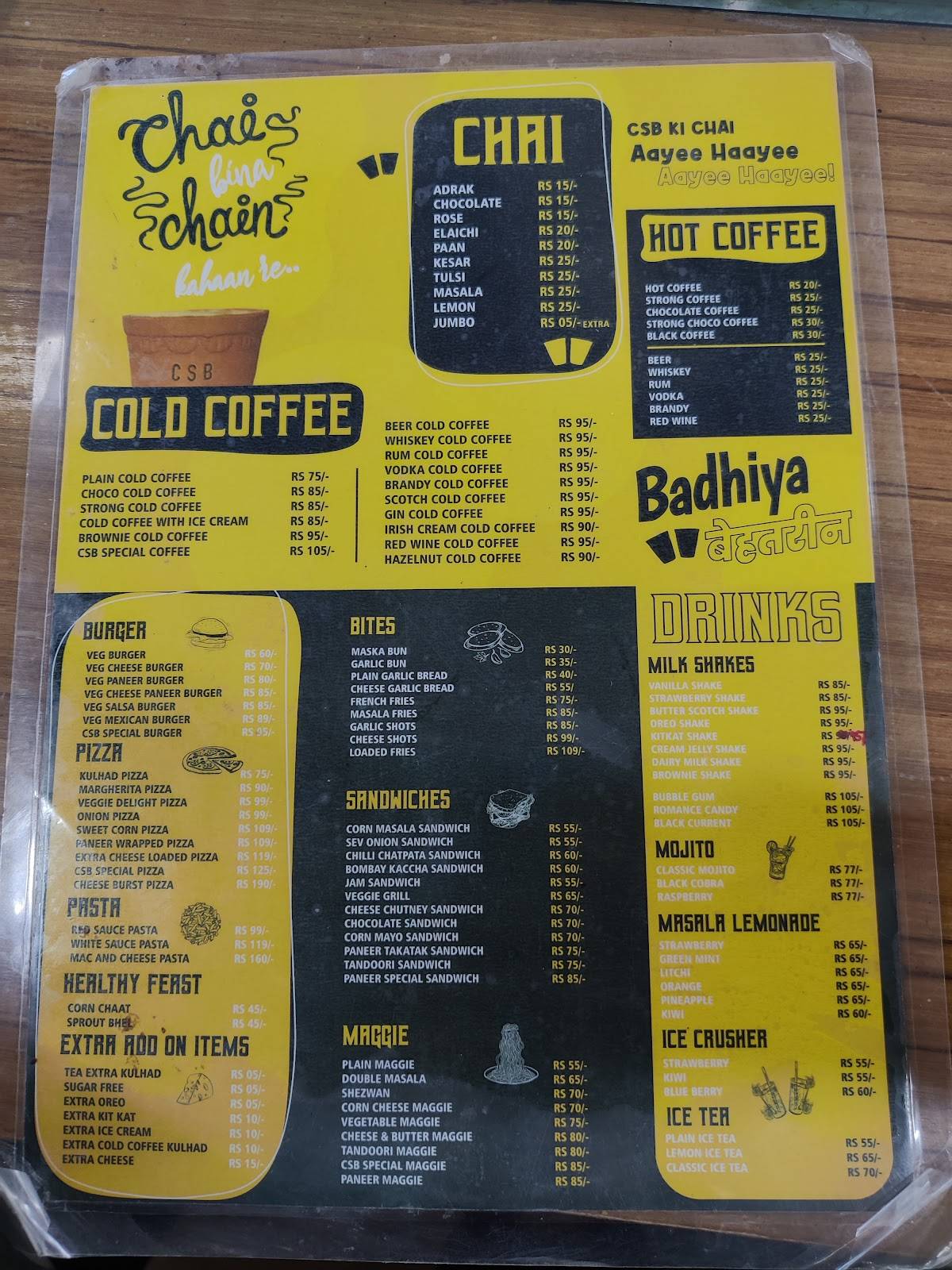 Menu at Chai sutta bar, Ranchi, Markaz tower