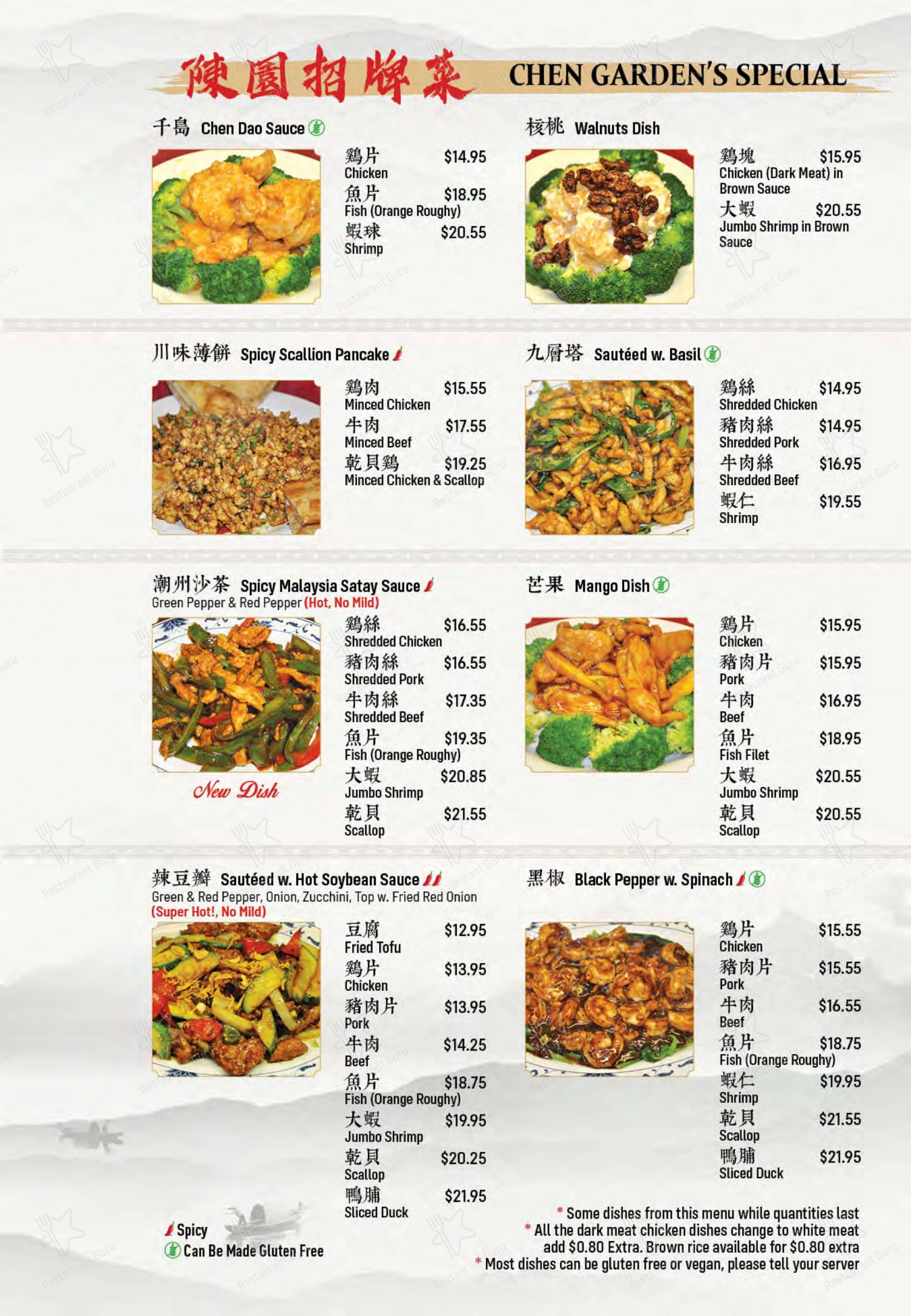 Menu at Chen Garden restaurant, Rochester, Monroe Ave #1843