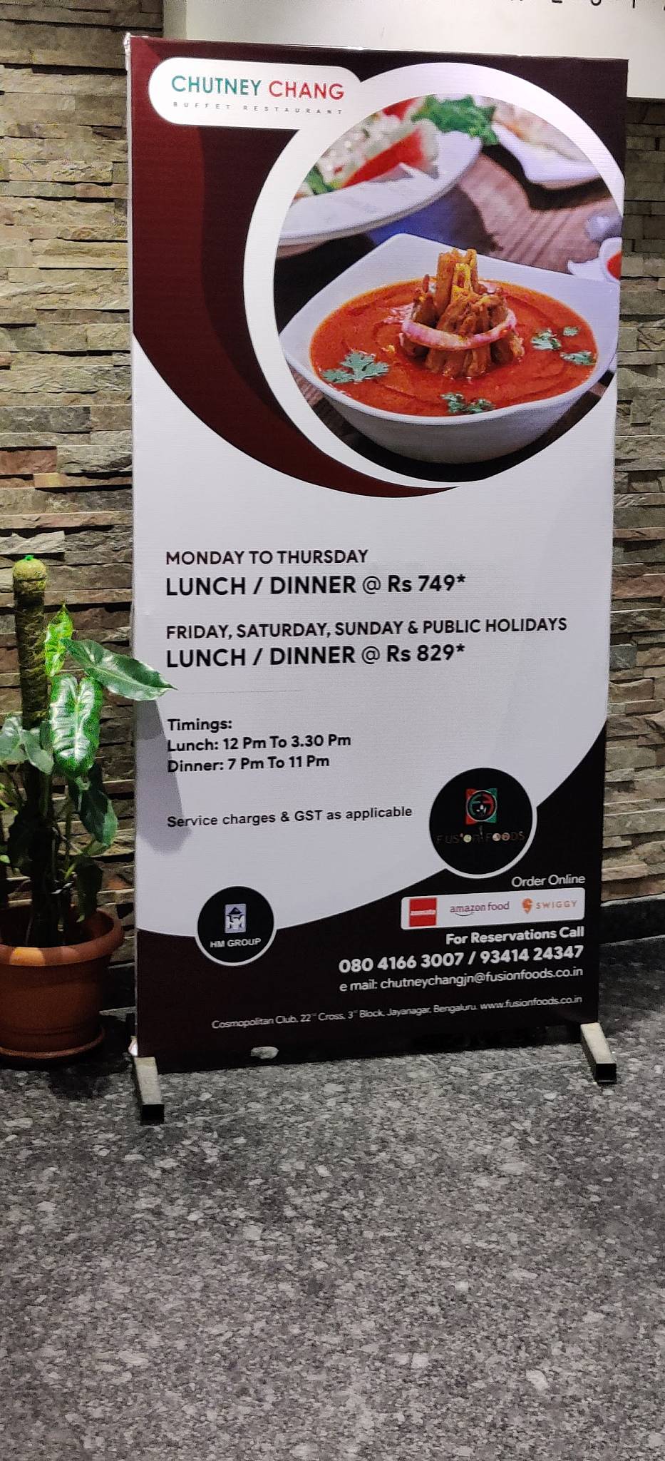 Menu at Chutney Chang, Bengaluru, Cosmopolitan Club
