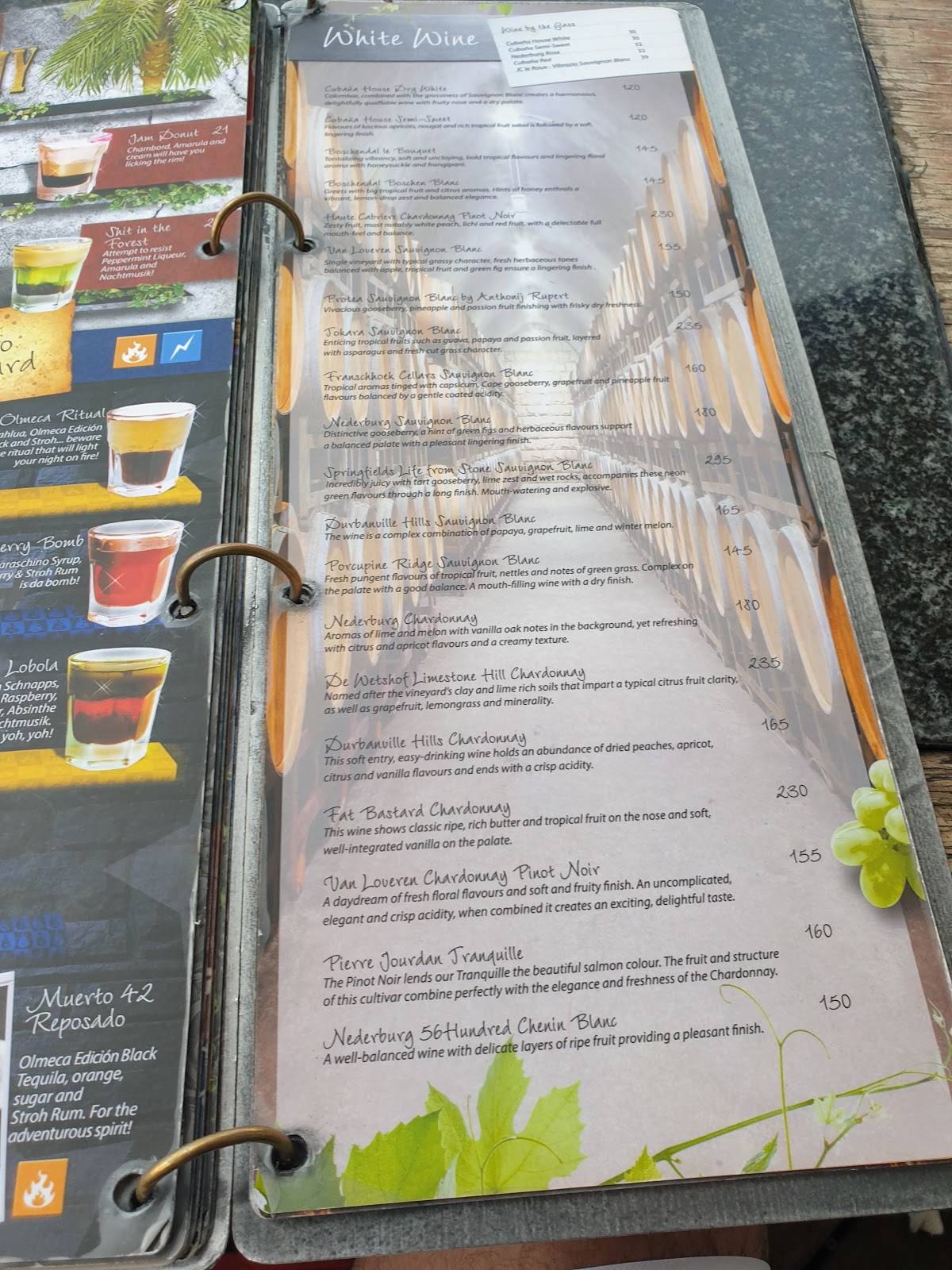 Menu at Cubaña Gqeberha restaurant, Port Elizabeth, 49 Beach Rd