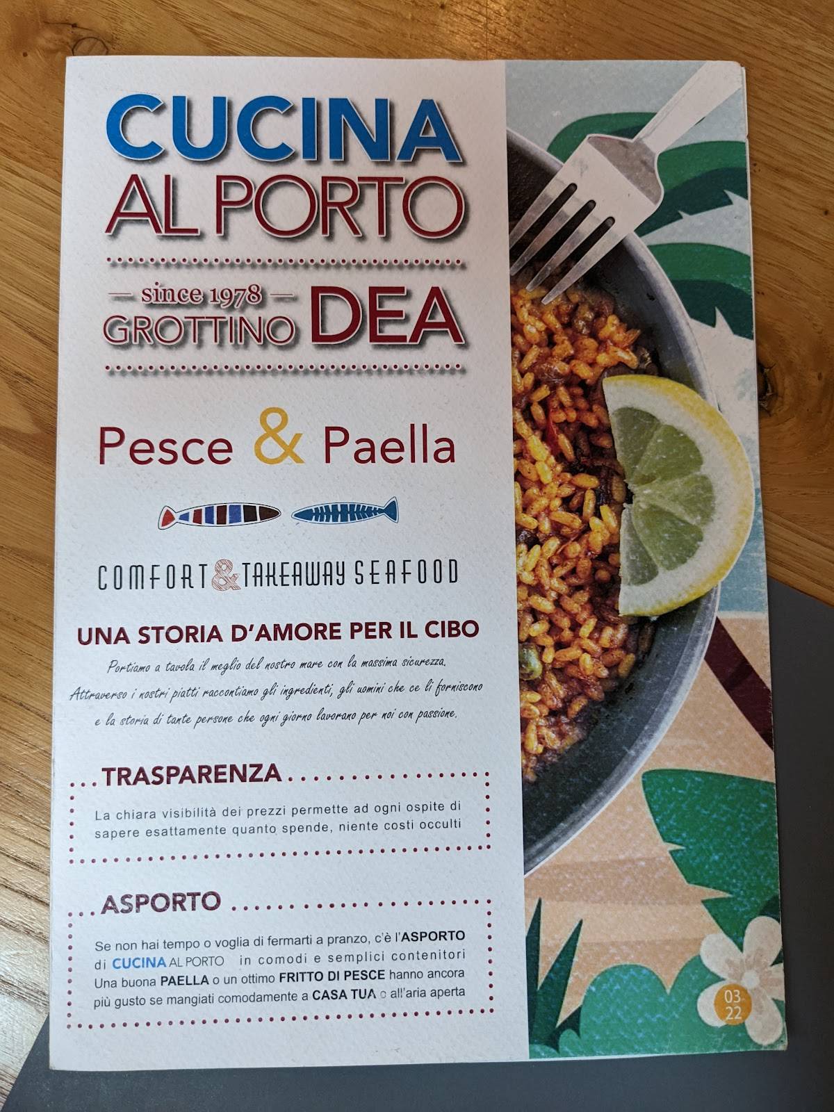 Menu da Cucina al Porto - Since 1978 Grottino Dea ristorante, San ...