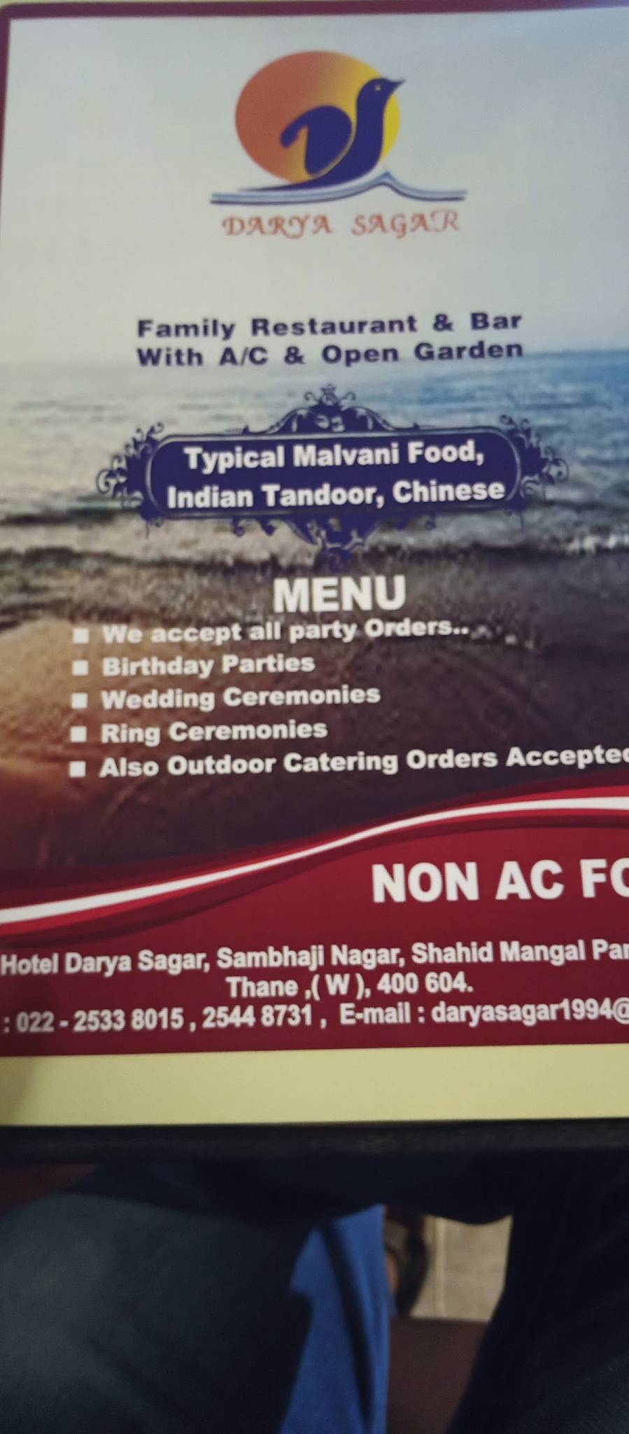 Menu at Darya Sagar Family Restaurant & Bar, Thane, Eastern Express Hwy