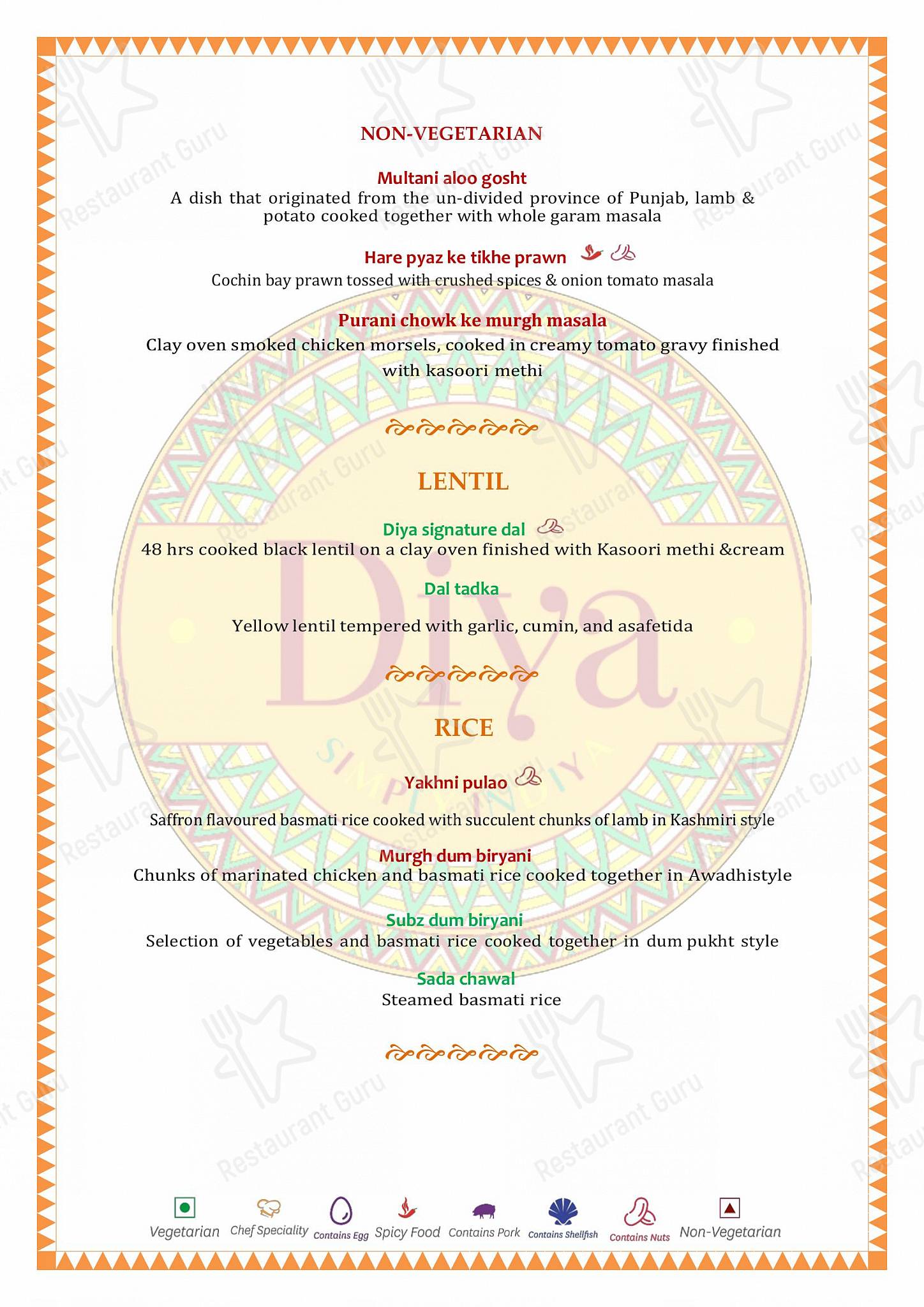 Menu at Diya - The Leela Gurugram, Gurugram, The Leela Ambience ...