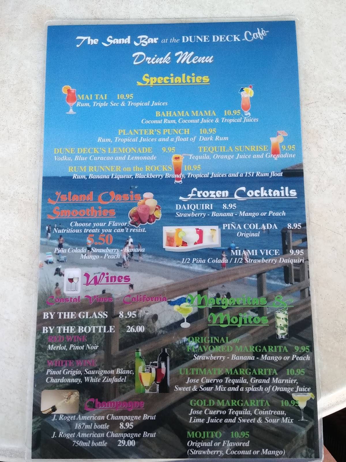 Menu at Dune Deck Café cafe, Lantana