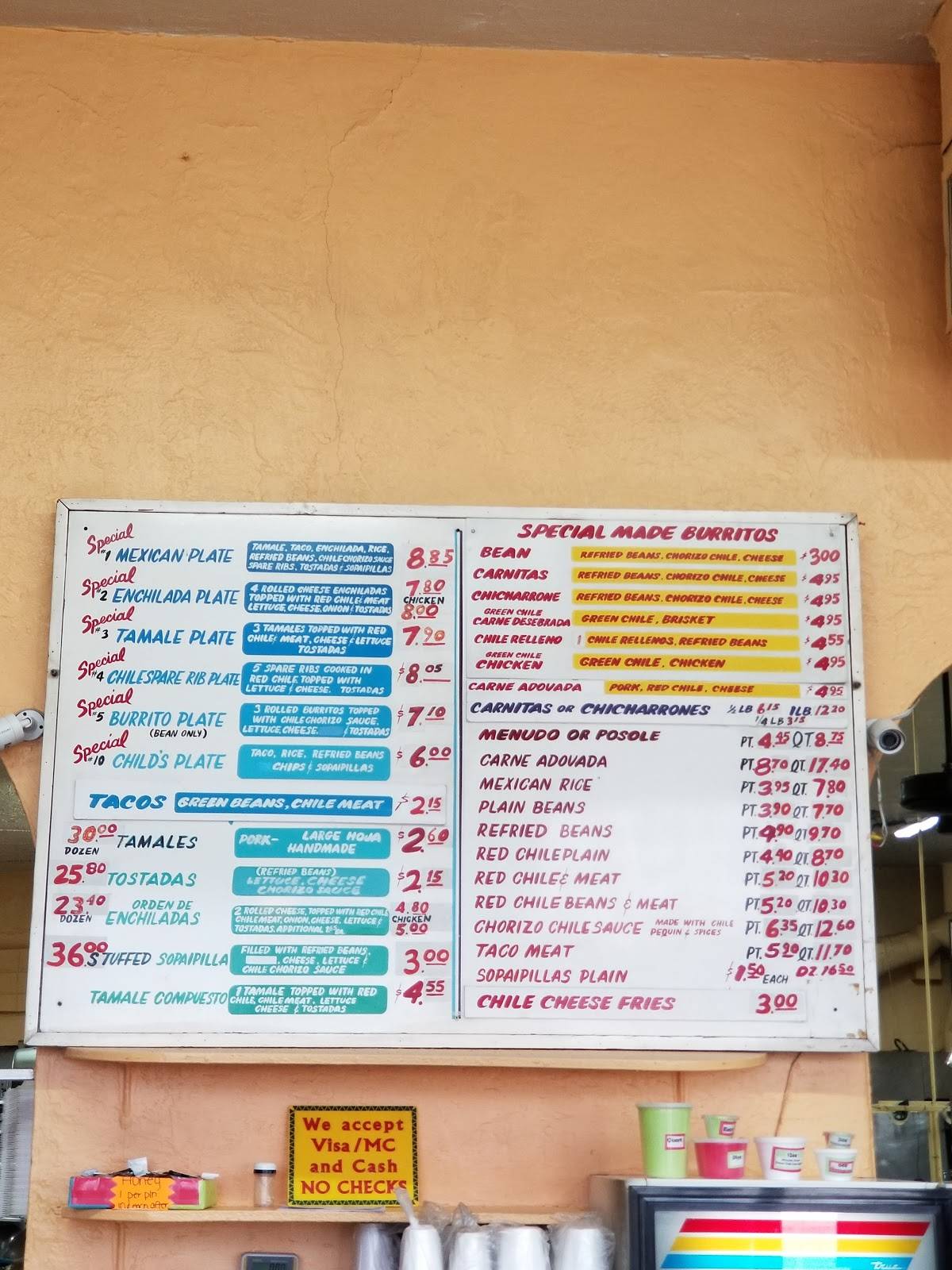 Menu at El Modelo Mexican Foods restaurant, Albuquerque