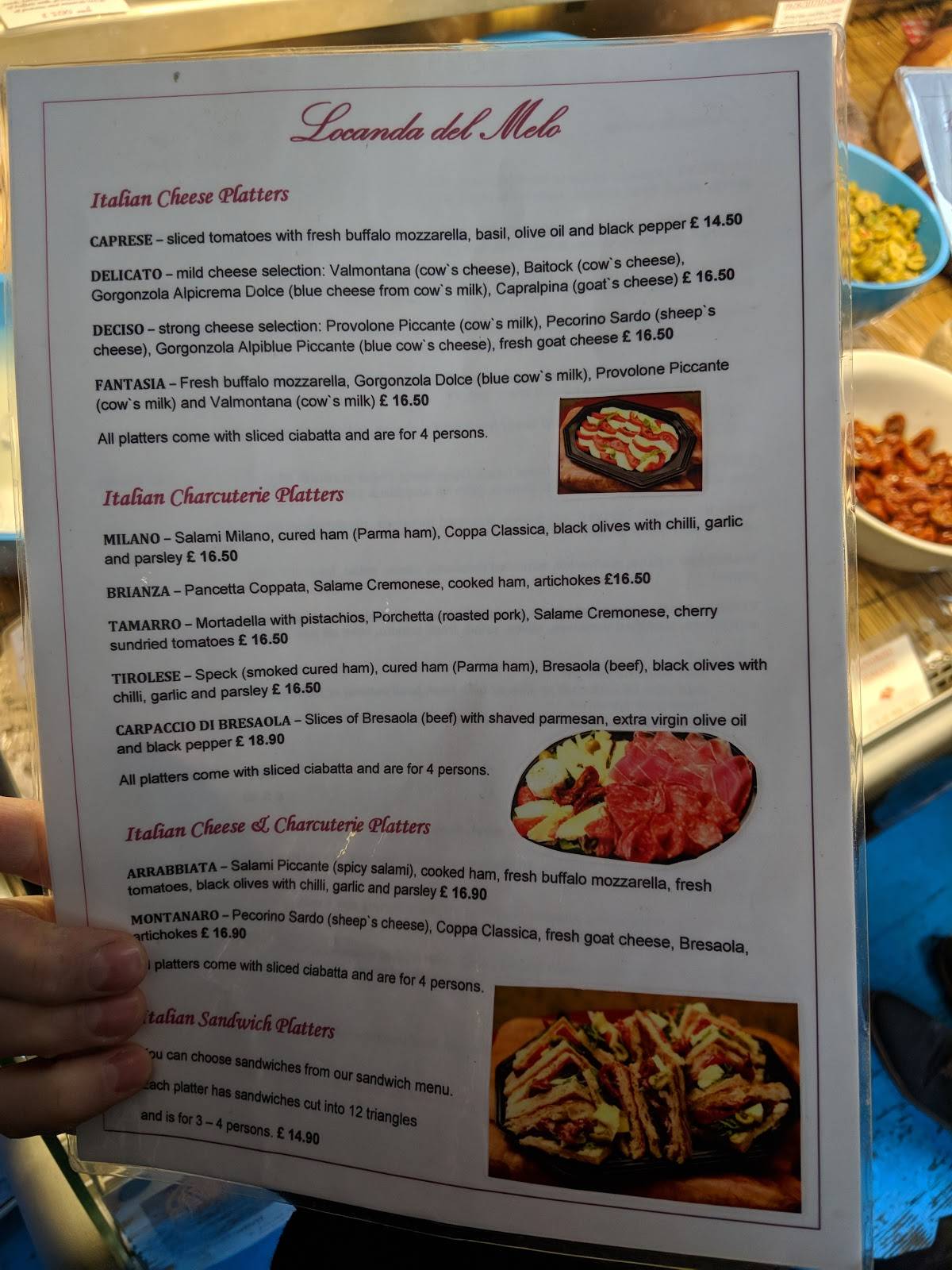 Menu at Fine Foods - Locanda del Melo restaurant, London