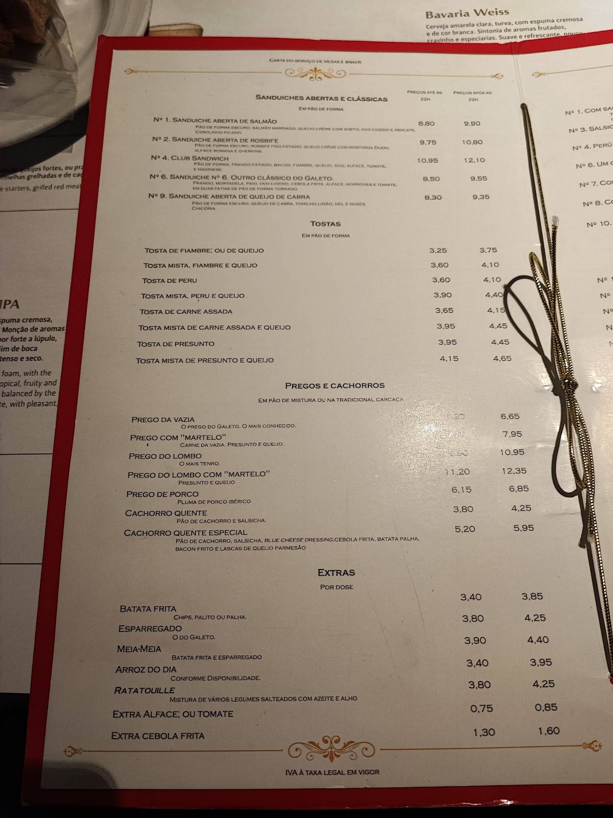 Menu em Galeto restaurante, Lisboa