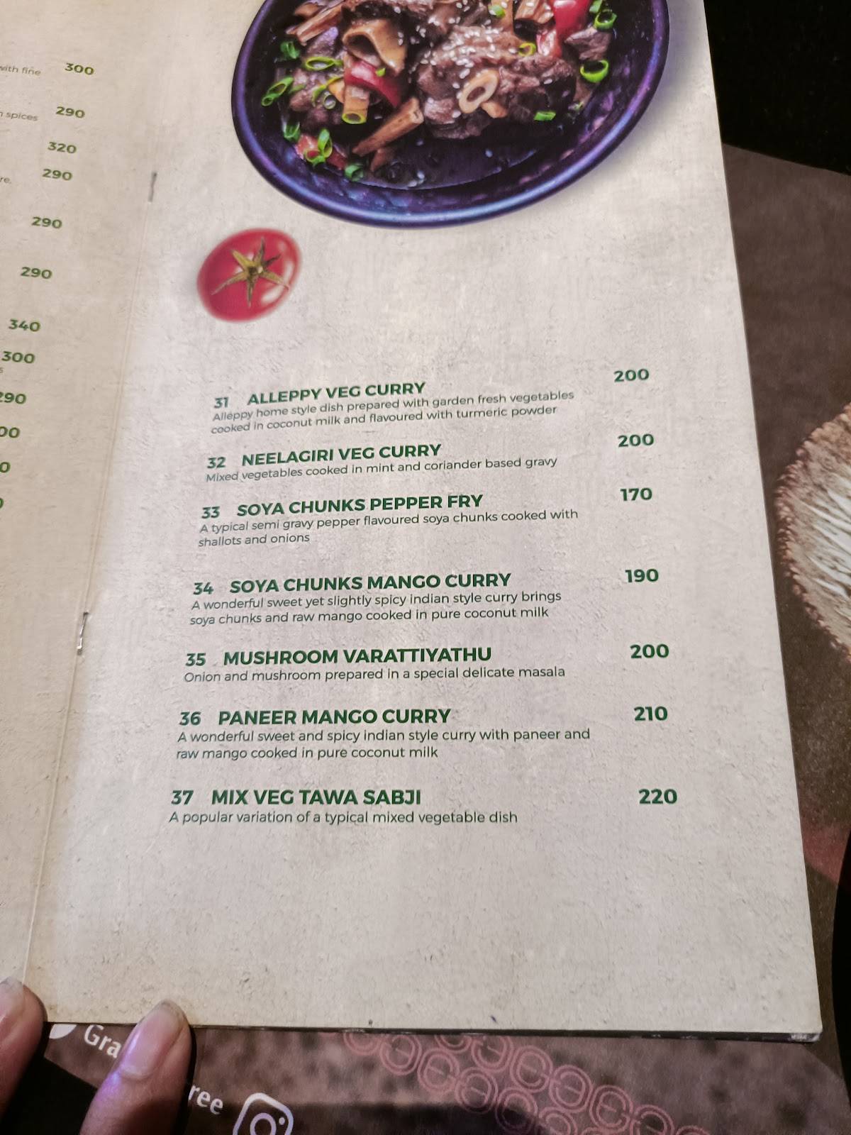 Menu at Grand Entree, Ernakulam