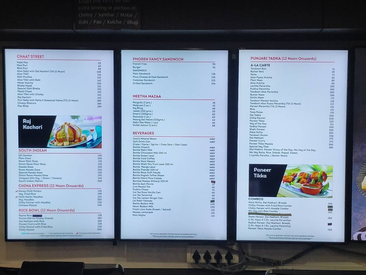 Menu at Haldiram's - Akshardham, New Delhi, Parsvnath Mall