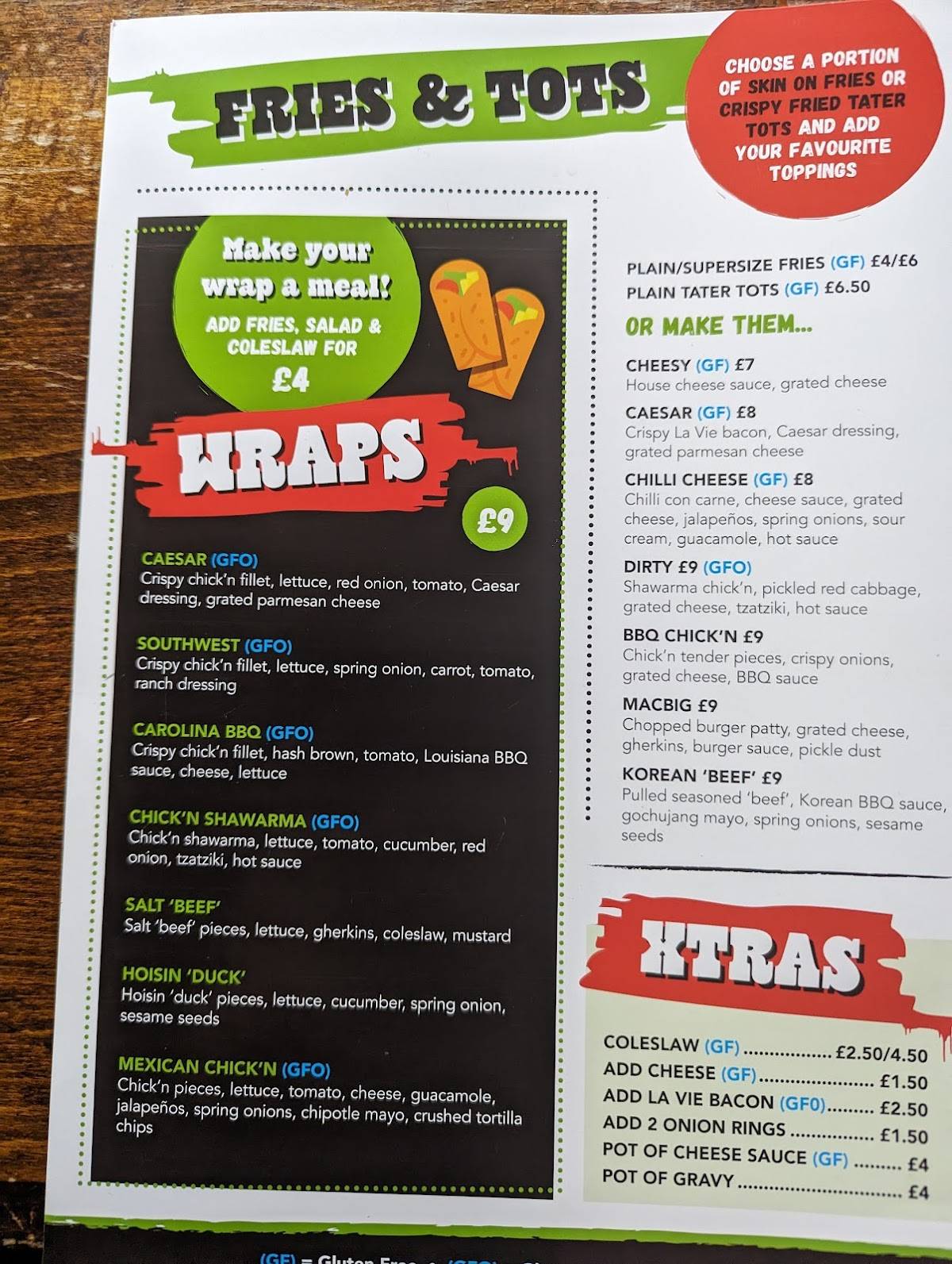 Menu at Hank's Dirty Ipswich restaurant, Ipswich