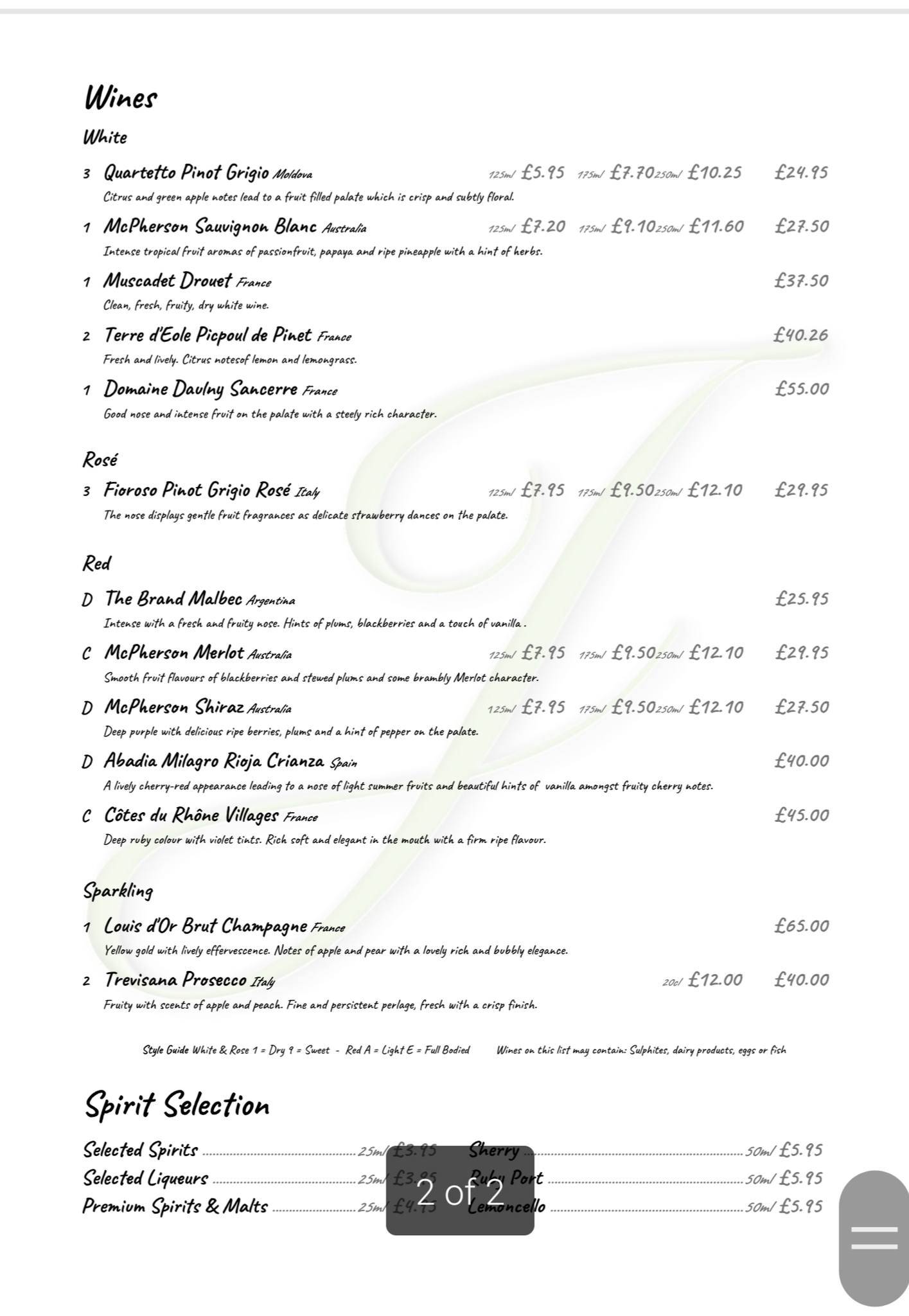 Menu at JASPERS BISTRO restaurant, Amble