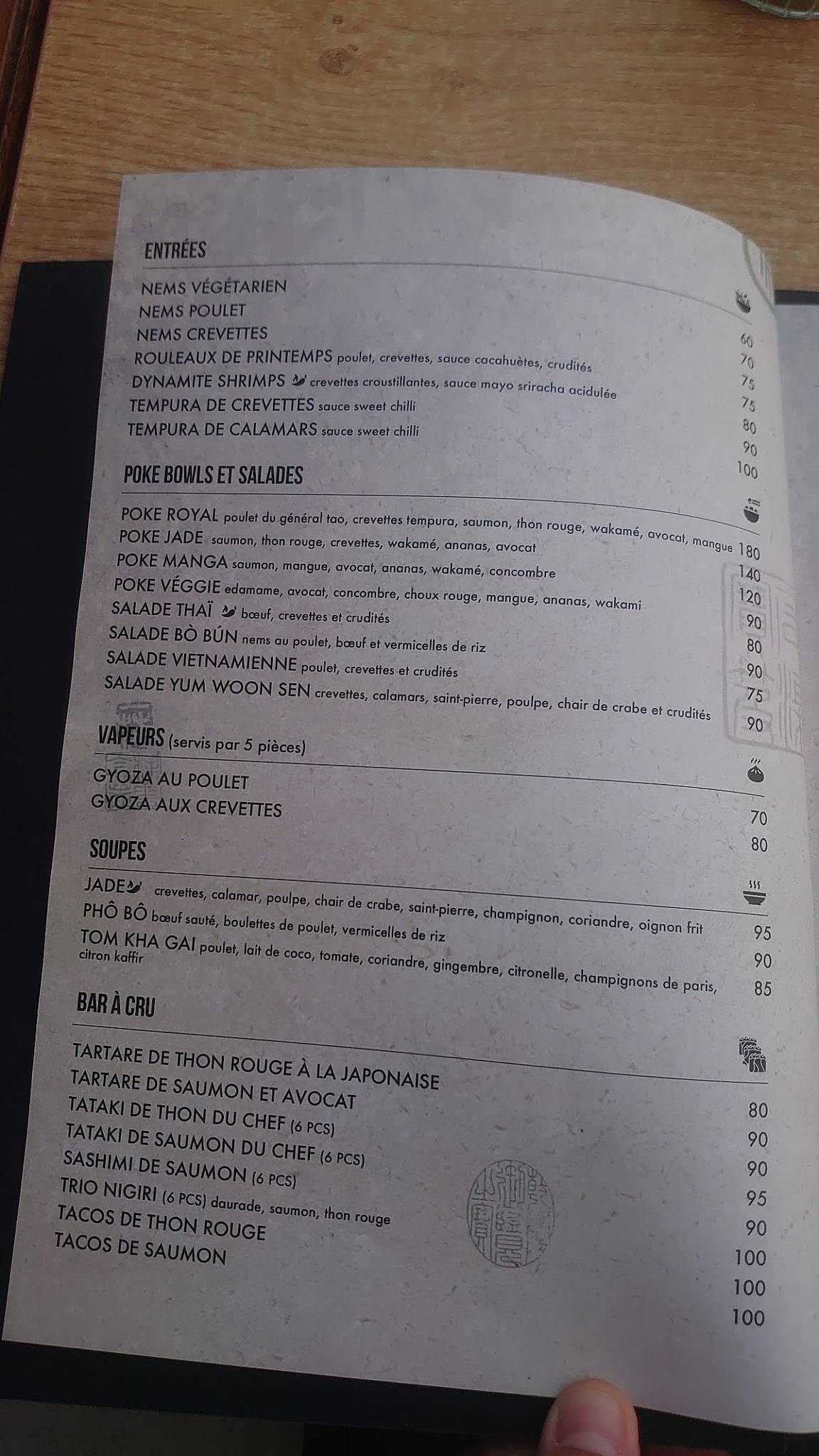 Menu at Restaurant Jade Asian Fusion, Agadir