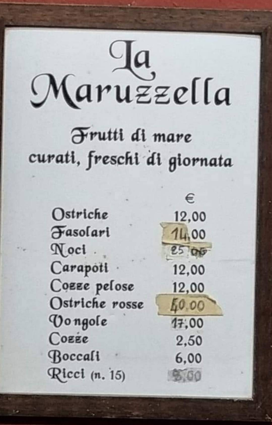 Menu da La Maruzzella ristorante, Conchiglie-Alto Lido