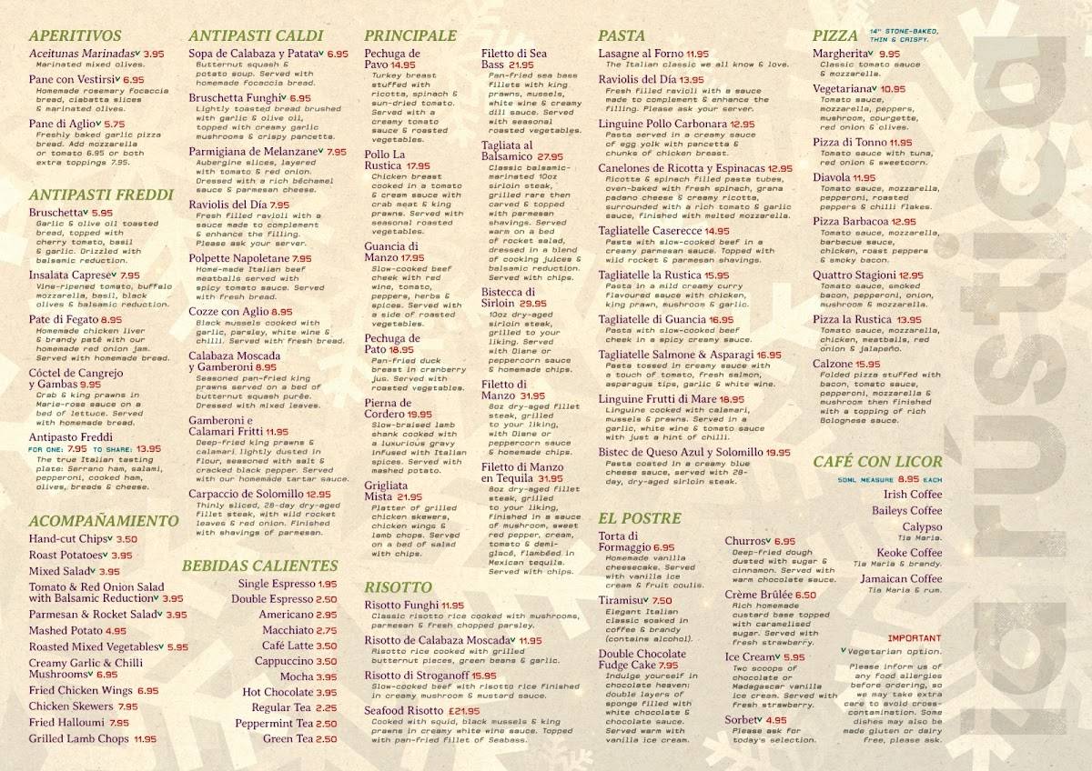 Menu at La Rustica Restaurant & Wine Bar, Doncaster