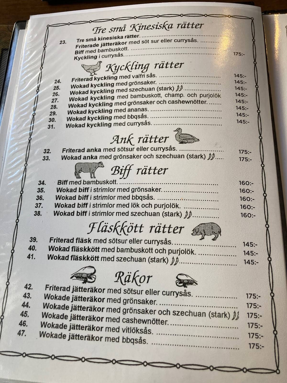 Menu at Lidköpings Wok House restaurant, Lidköping