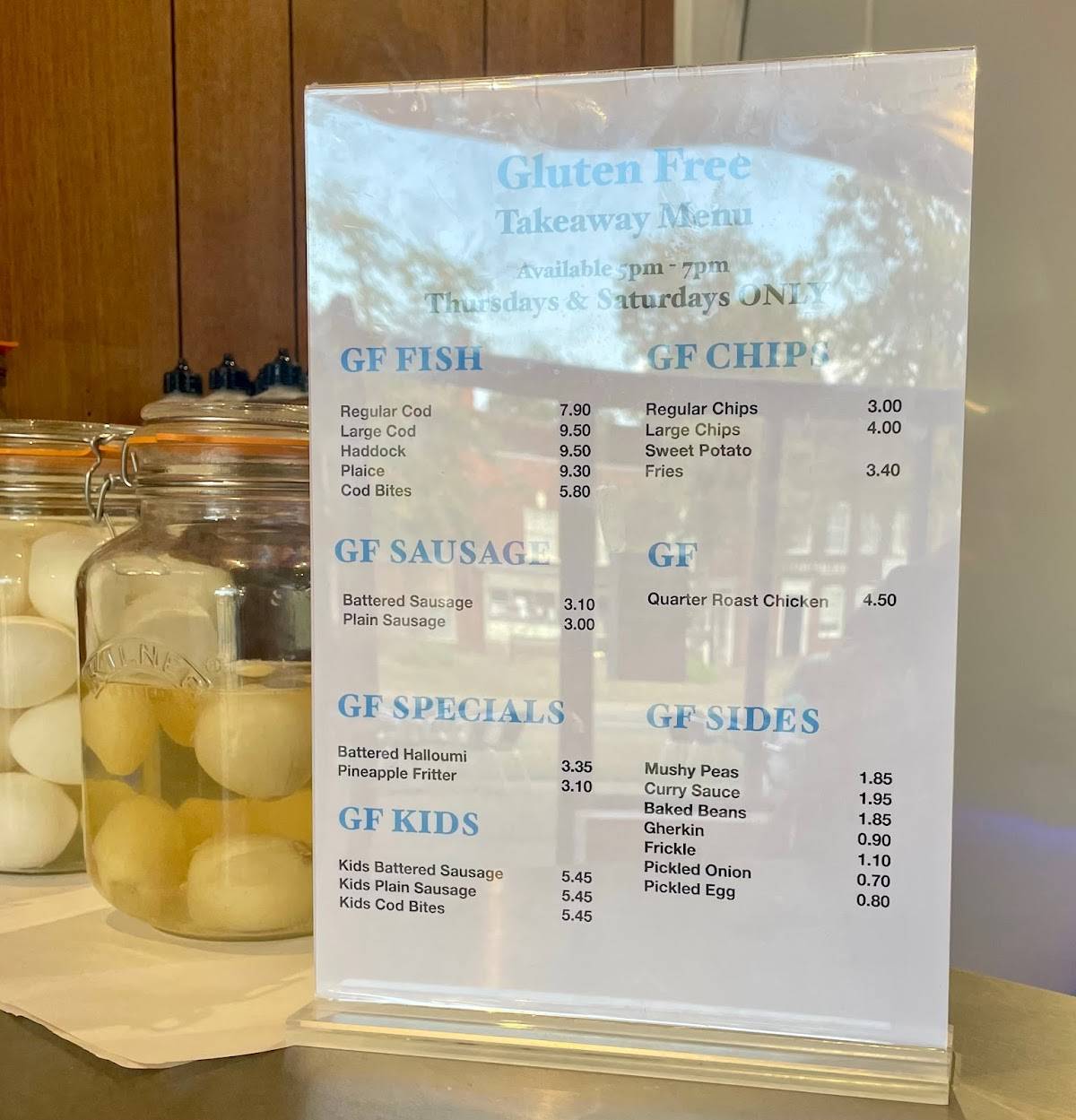 Menu at Maltings Fish and Chips restaurant, Baldock