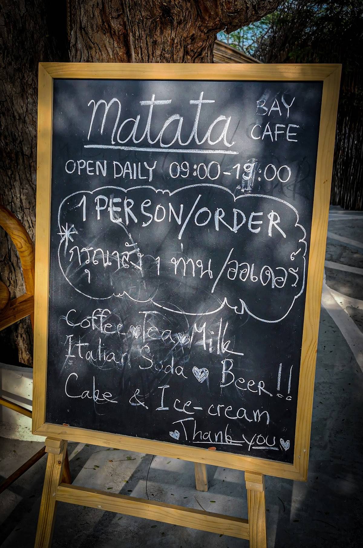 Menu at Matata Bay Cafe มาทาทาร์ เบย์ คาเฟ่, Pattaya City