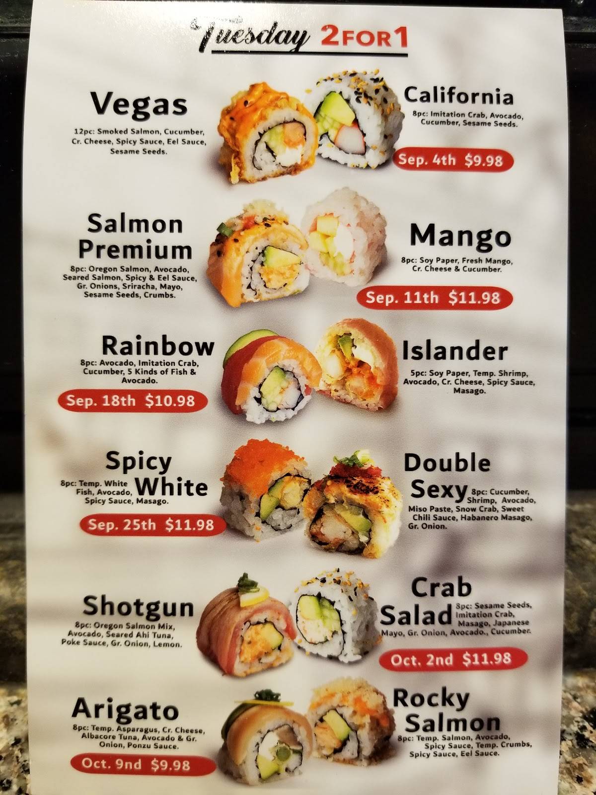 Menu at Momiji Sushi Restaurant - NE Salem, Salem
