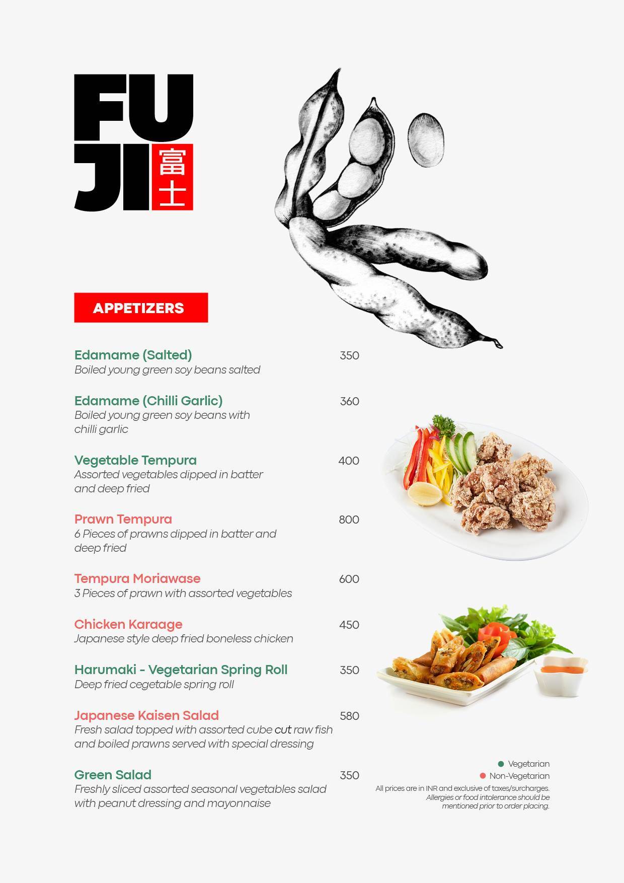 Menu at Fuji Japanese Restaurant, New Delhi