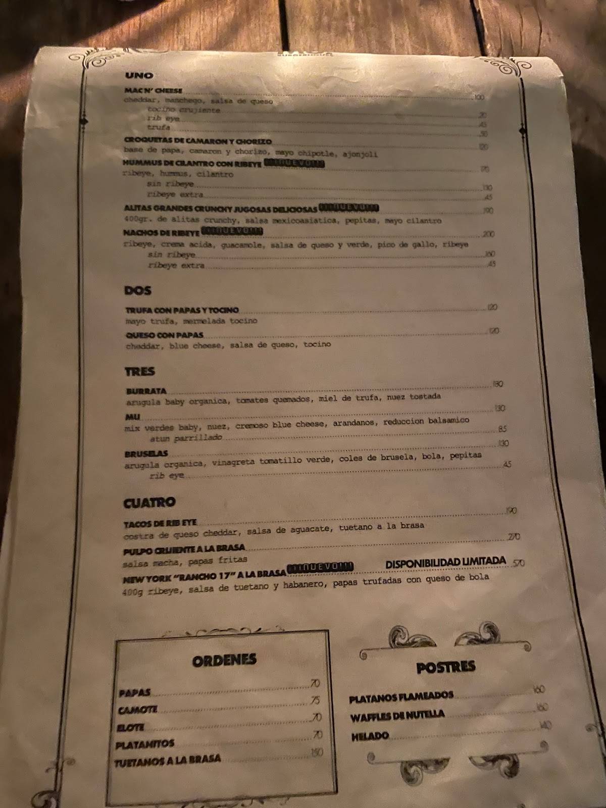 Menu at Mu. Burgerhouse restaurant, Playa del Carmen, 40 Avenida Nte. 11
