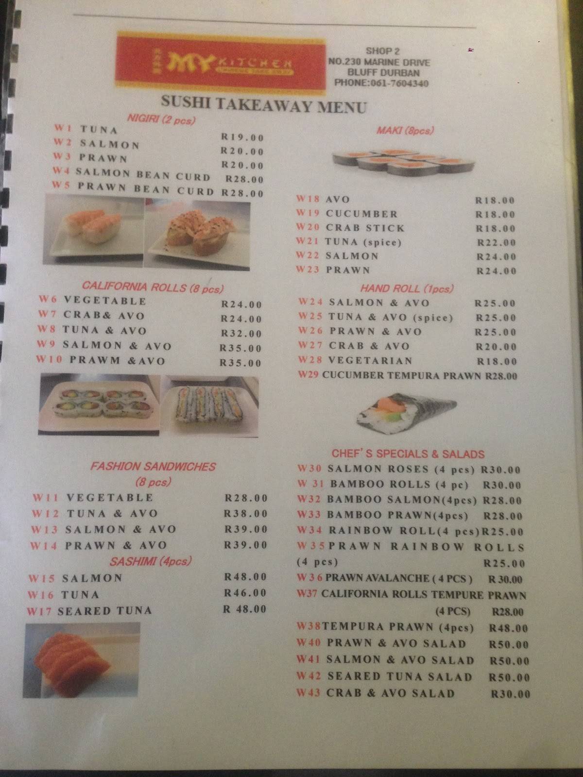 Menu at My Kitchen -Tommy's Sushi & Chinese restaurant, Bluff