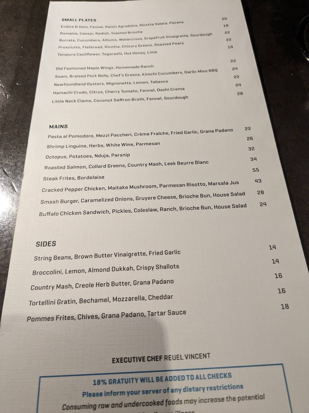Menu at ONE Dine at One World Observatory restaurant, New York City