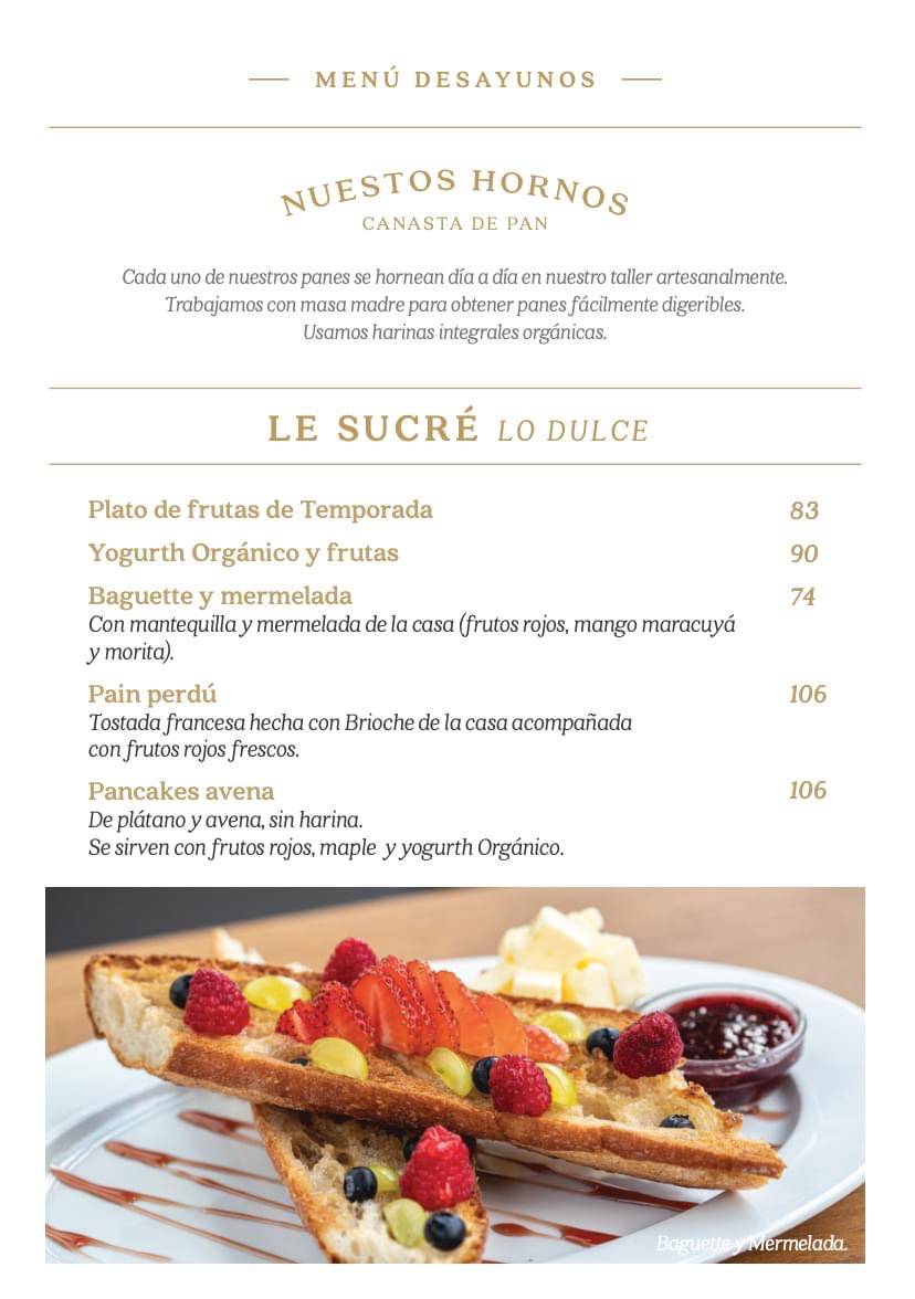 Carta de Ohlala Panadería Bistró Valle Real, Guadalajara