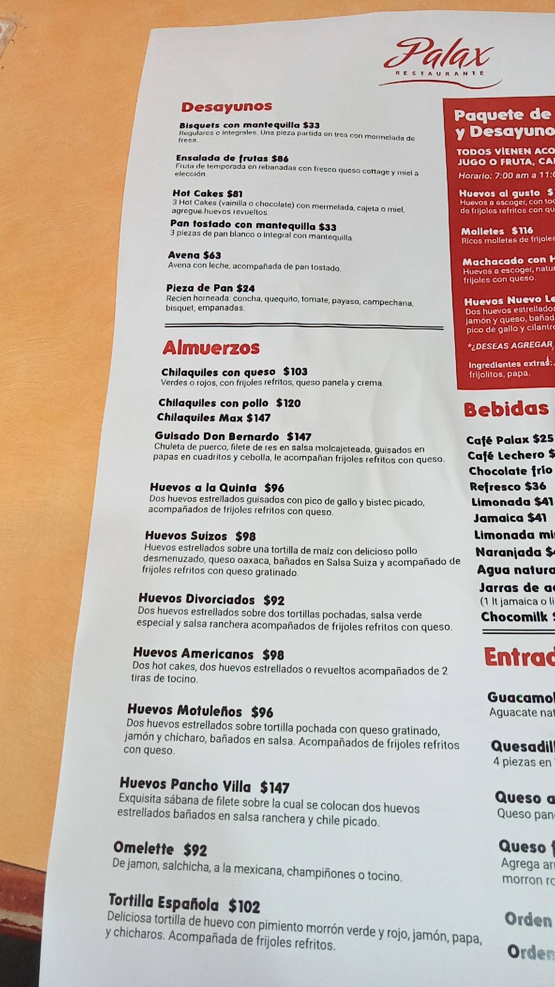 Carta de Restaurant Palax, Monterrey, Av. Francisco I. Madero 717