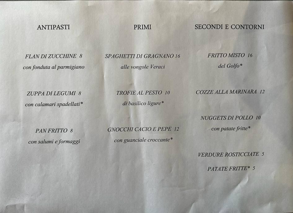 Speisekarte von Peccati Di Gola restaurant, San Bartolomeo Al Mare