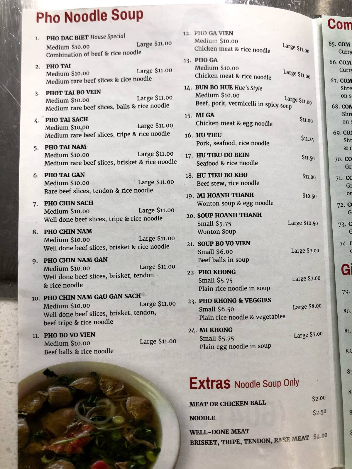 Menu at Pho Tam Langley restaurant, Langley Township