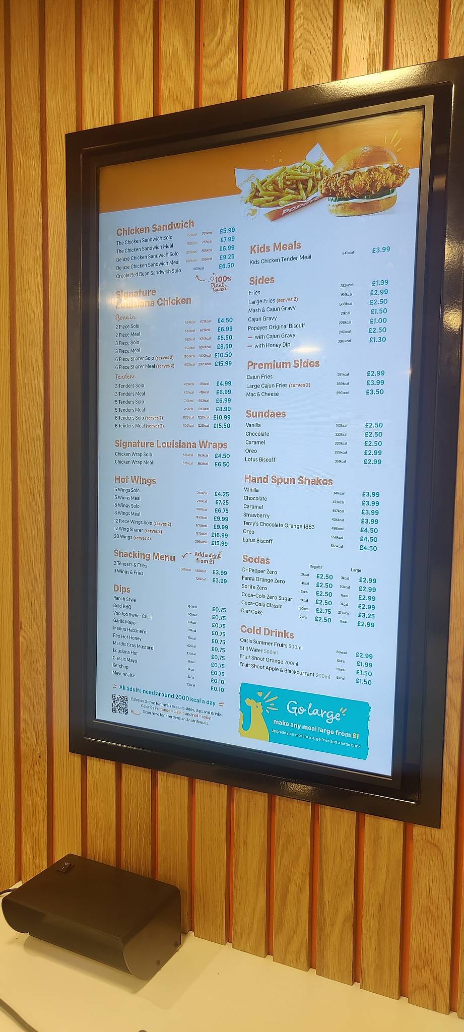 Menu at Popeyes Louisiana Chicken restaurant, Cambridge