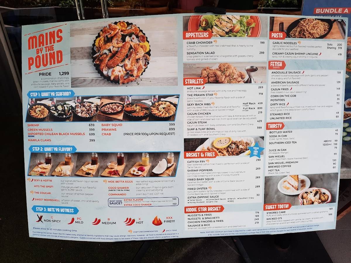 Menu at Prawn Star PH restaurant, Pasig