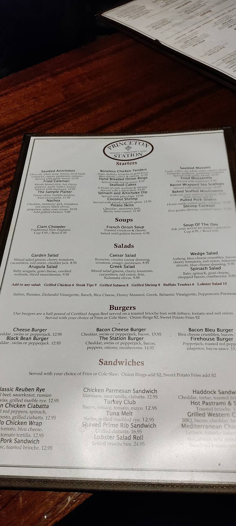 Menu at Princeton Station restaurant, Chelmsford