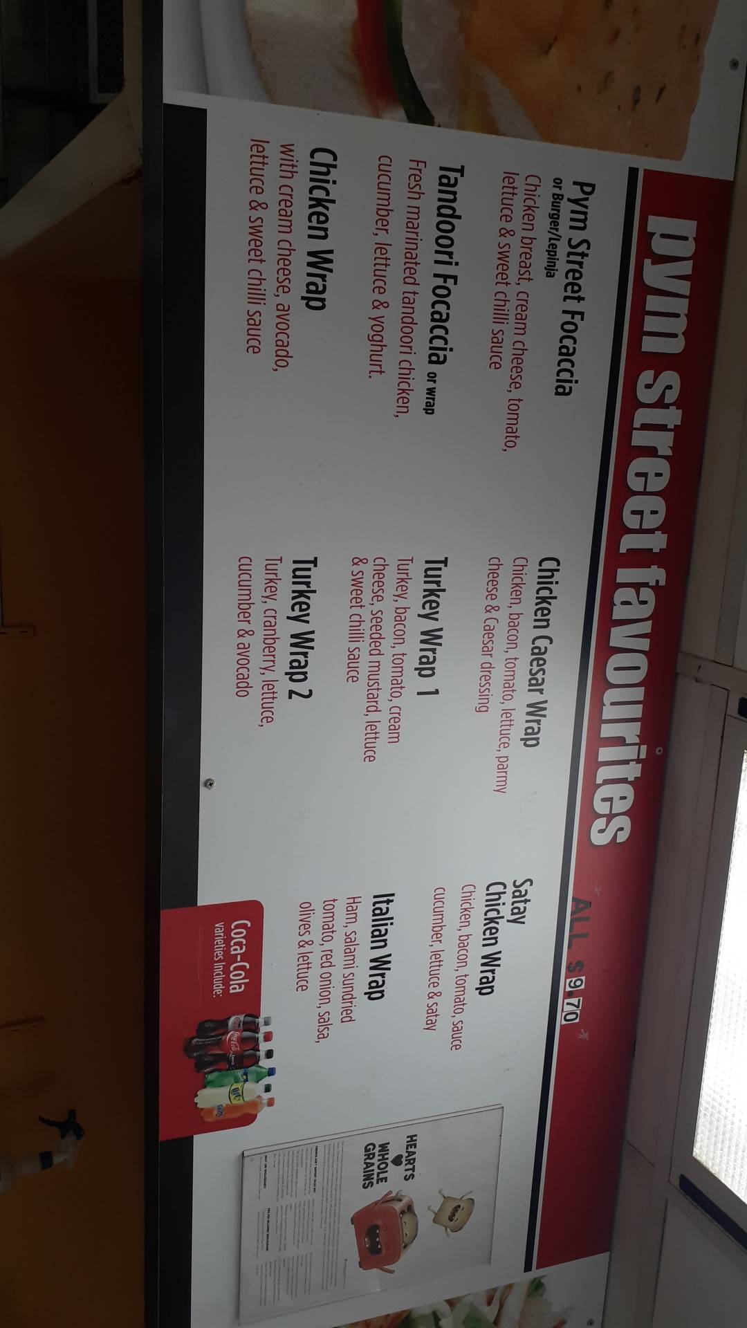 Menu at Pym Street Cafe, Dudley Park