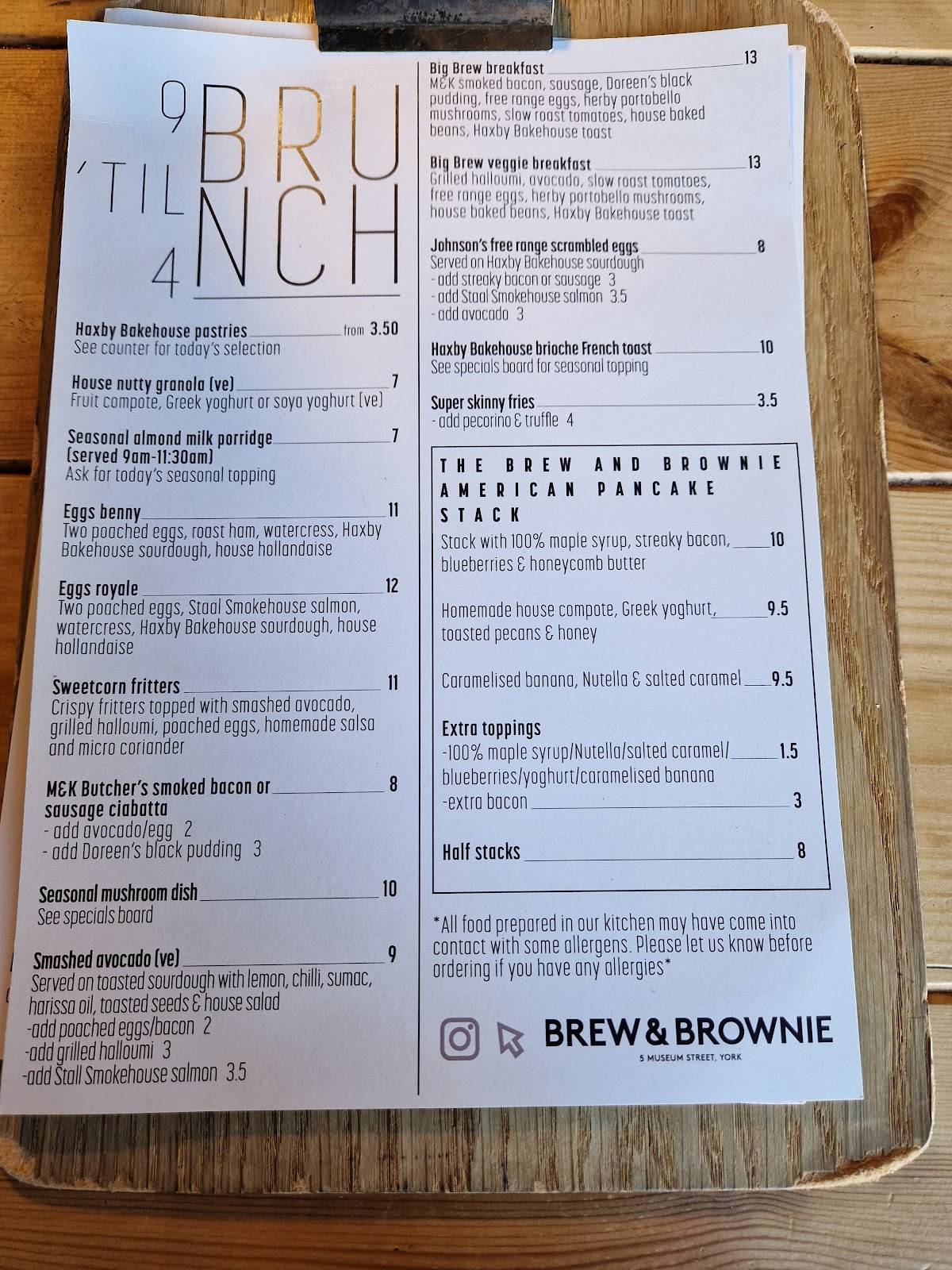 Menu at Rise. restaurant, York