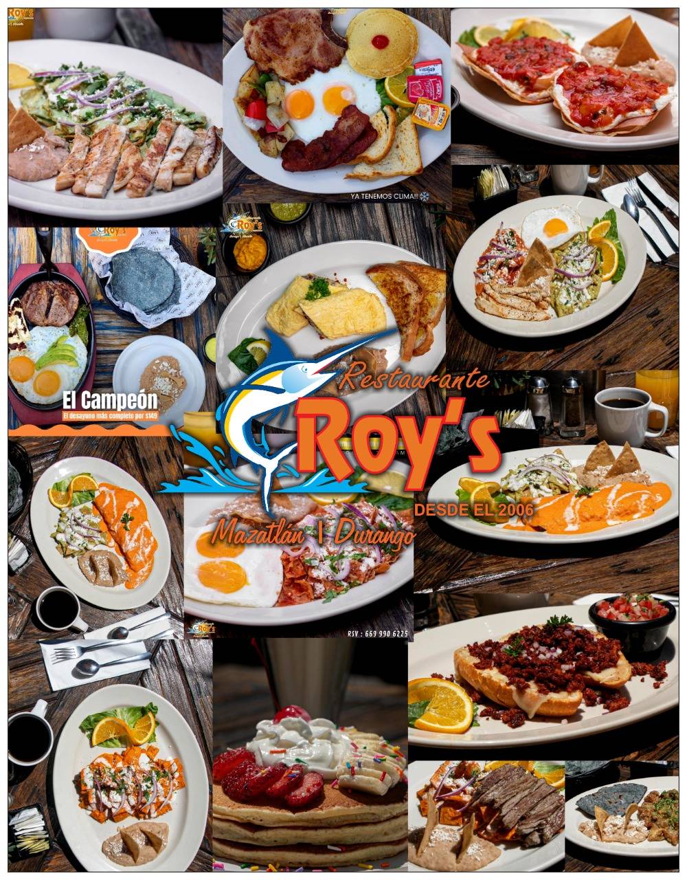 Menu at Roy's restaurant, Mazatlán
