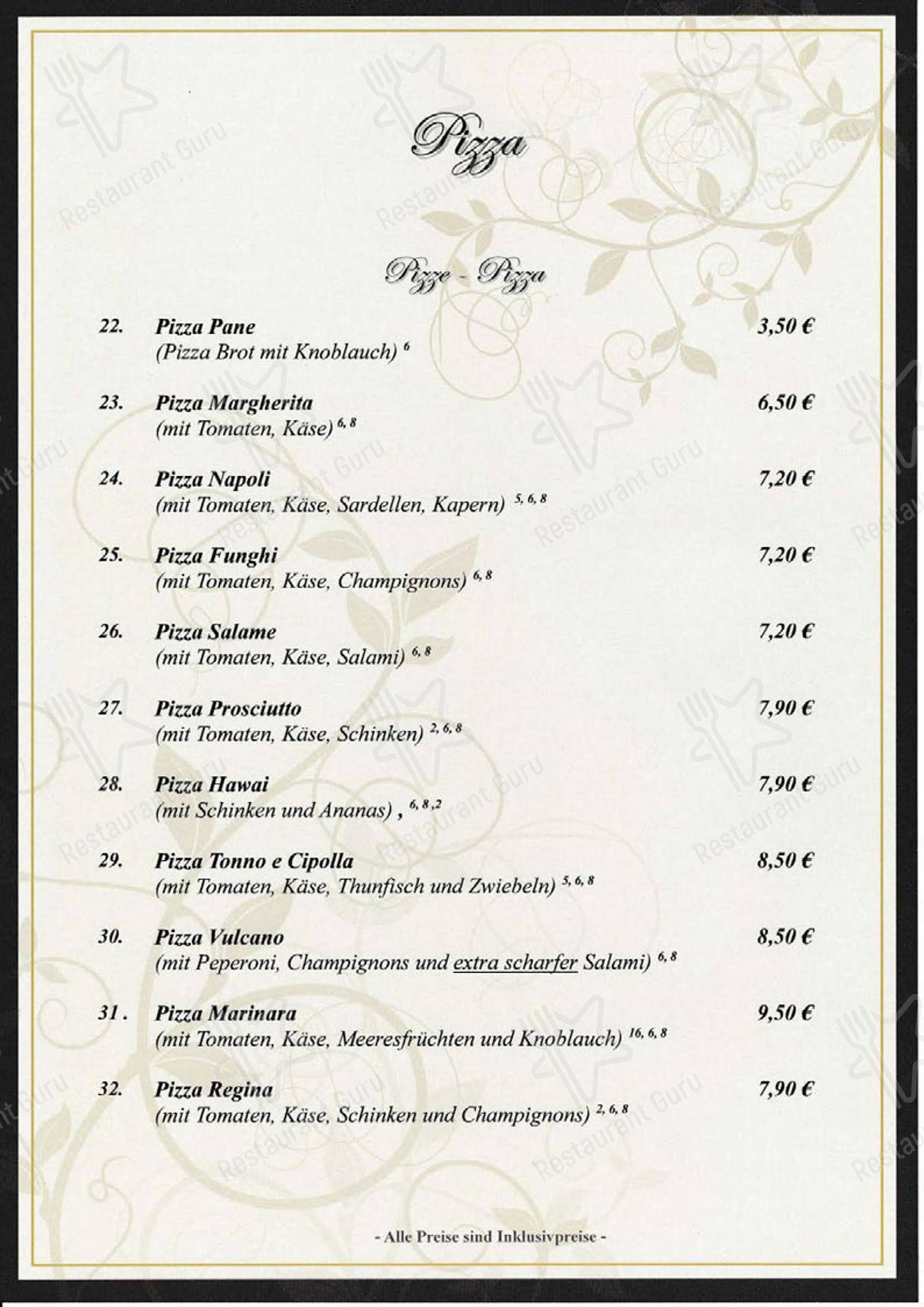 Speisekarte von Ristorante San Remo restaurant, Eching