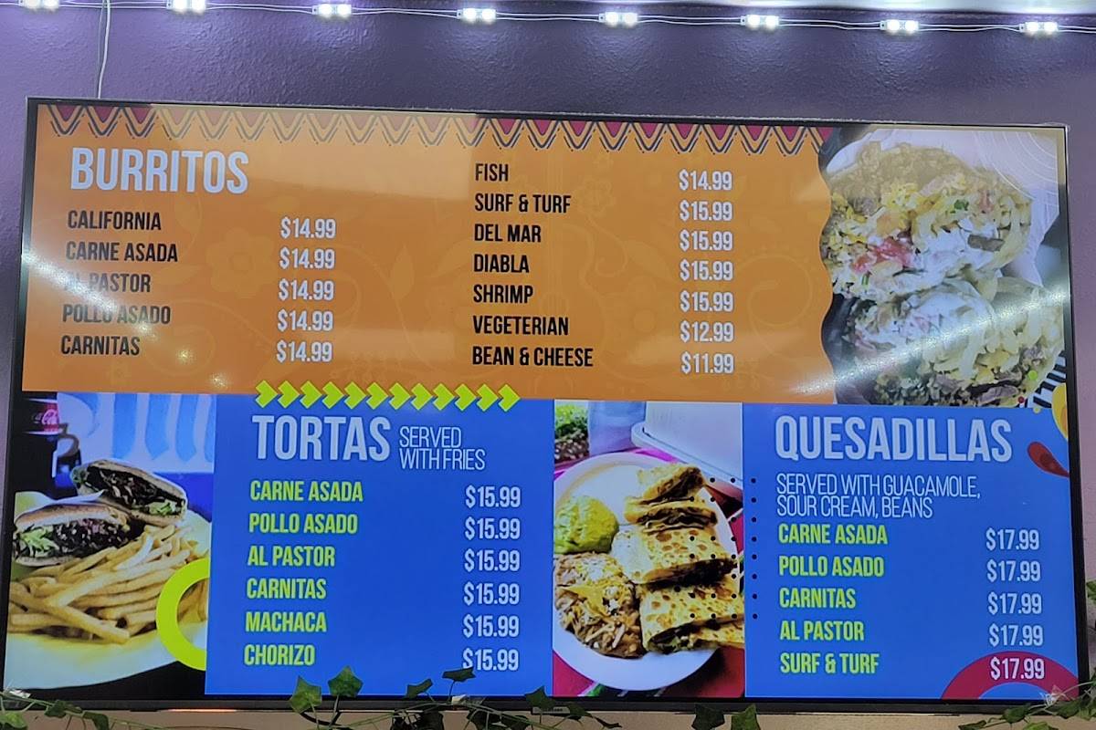 Menu at Sayulitas restaurant, Las Vegas