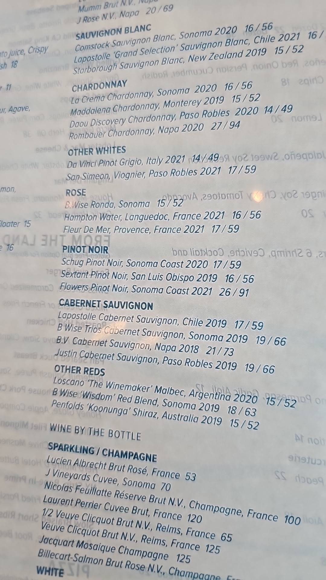 Menu at Sea Level Restaurant and Lounge, Redondo Beach