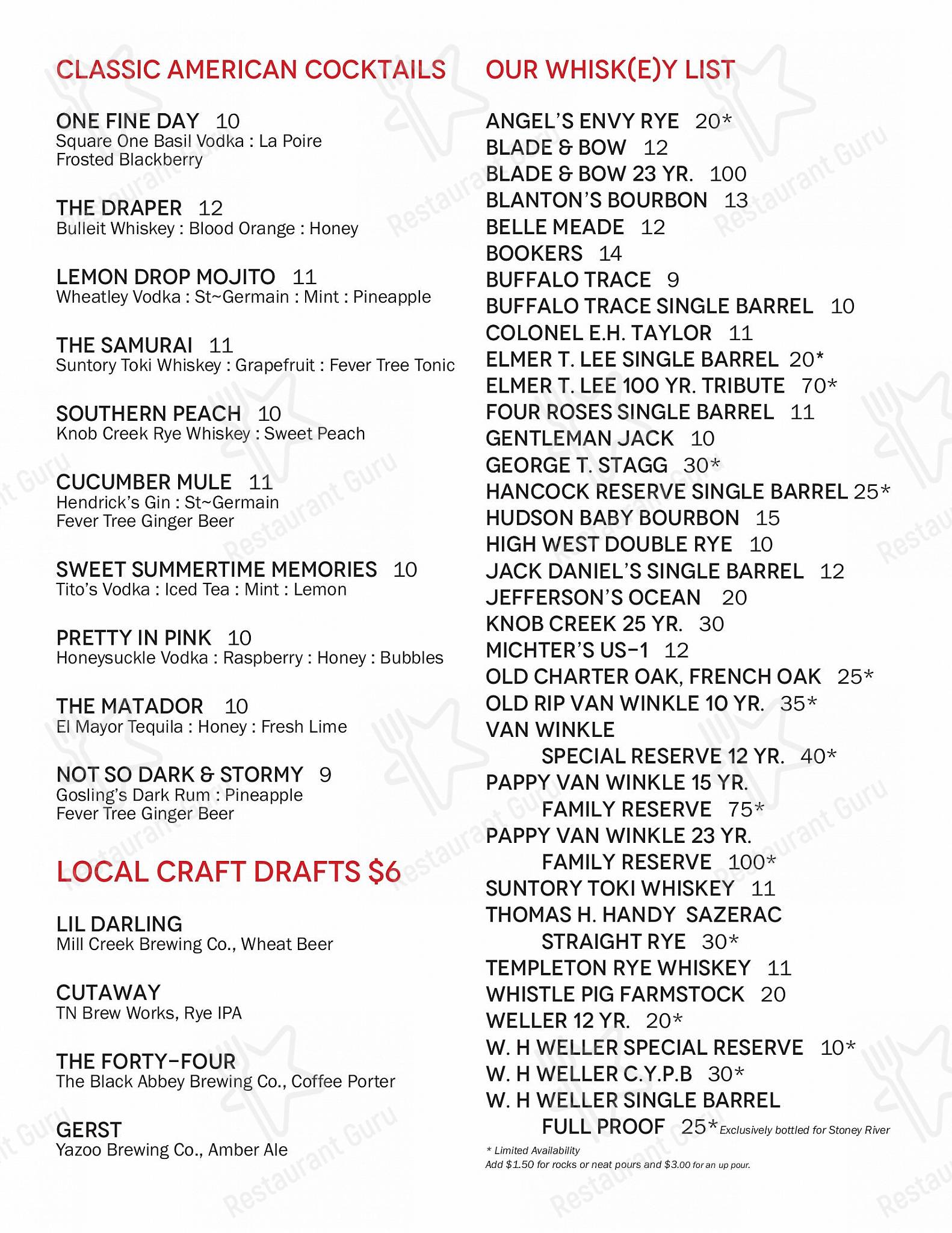 Menu at Stoney River Steakhouse and Grill, Franklin, Galleria Blvd