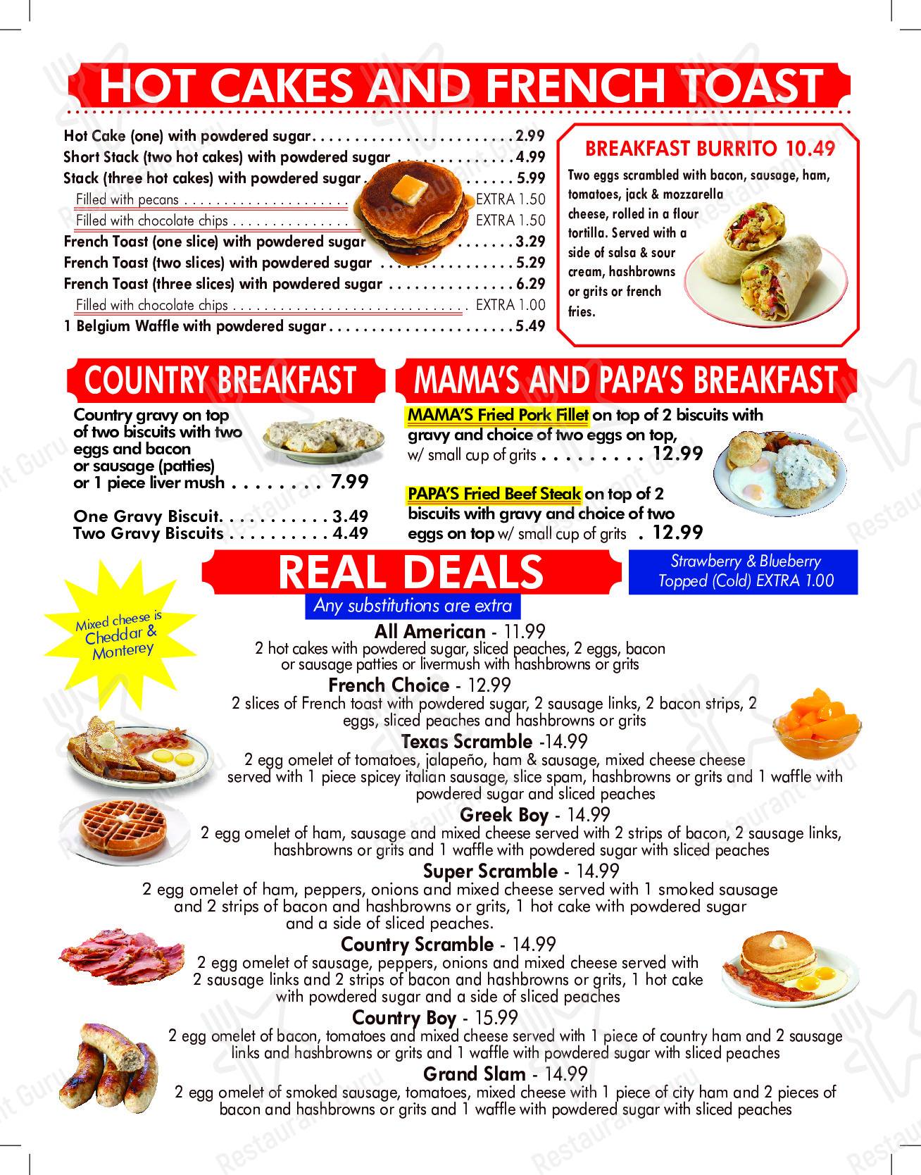 Menu at Sunflower Family Restaurant, Charlotte
