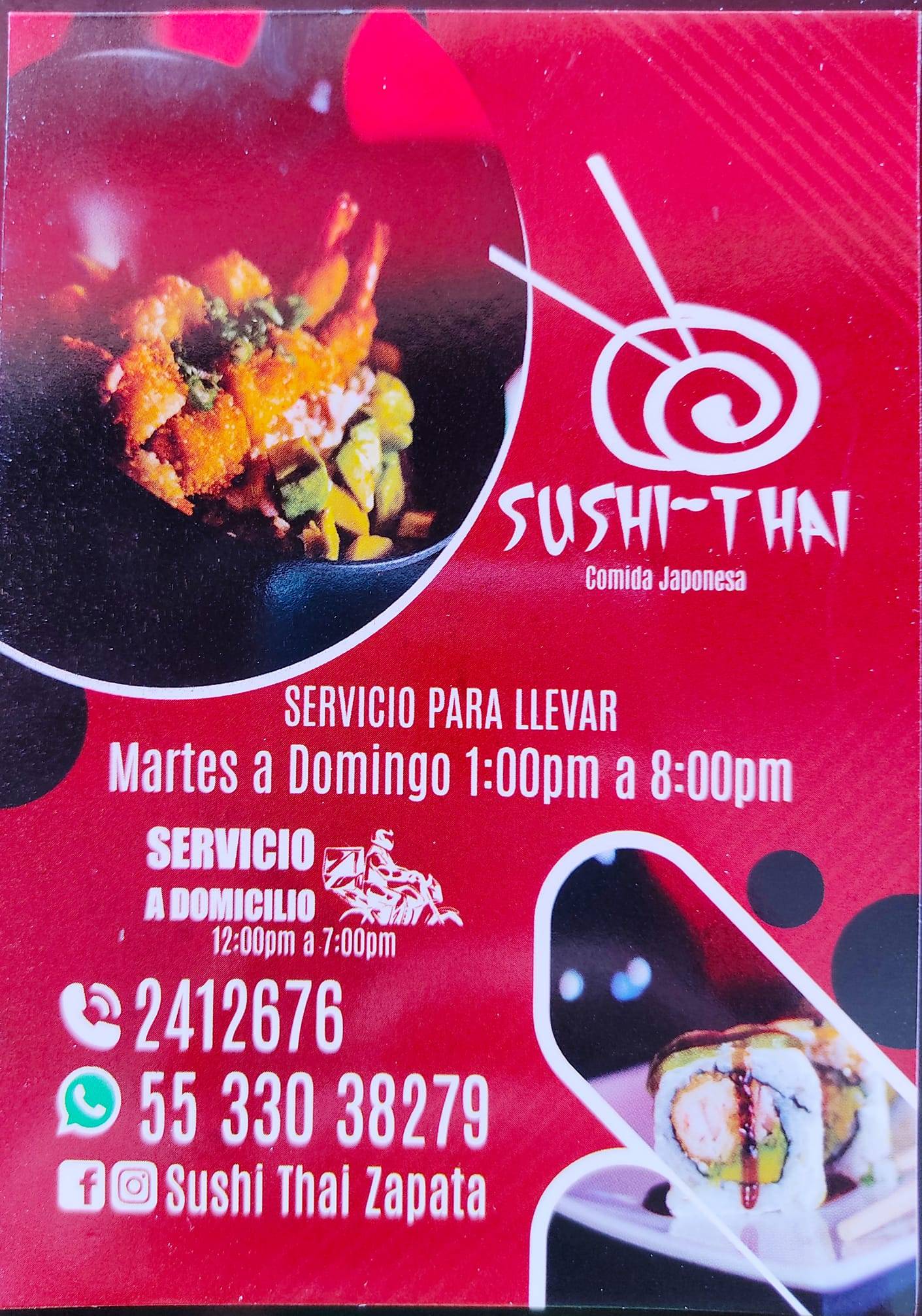 Menu at Sushi Thai Zapata restaurant, Emiliano Zapata